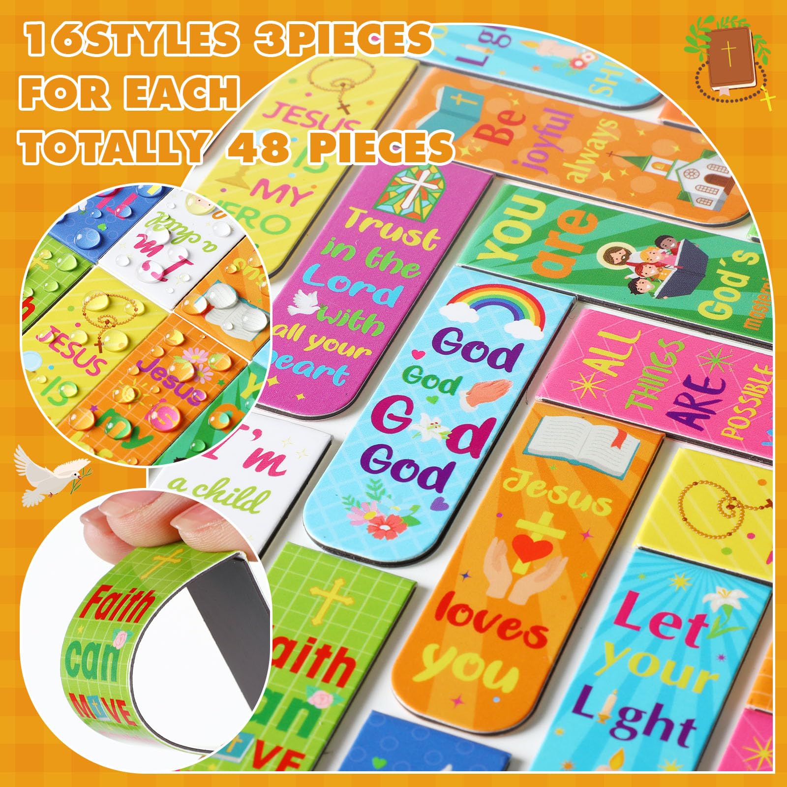 Snapklik.com : 48 Pcs Christian Bookmarks Bulk Bible Verse Magnetic ...