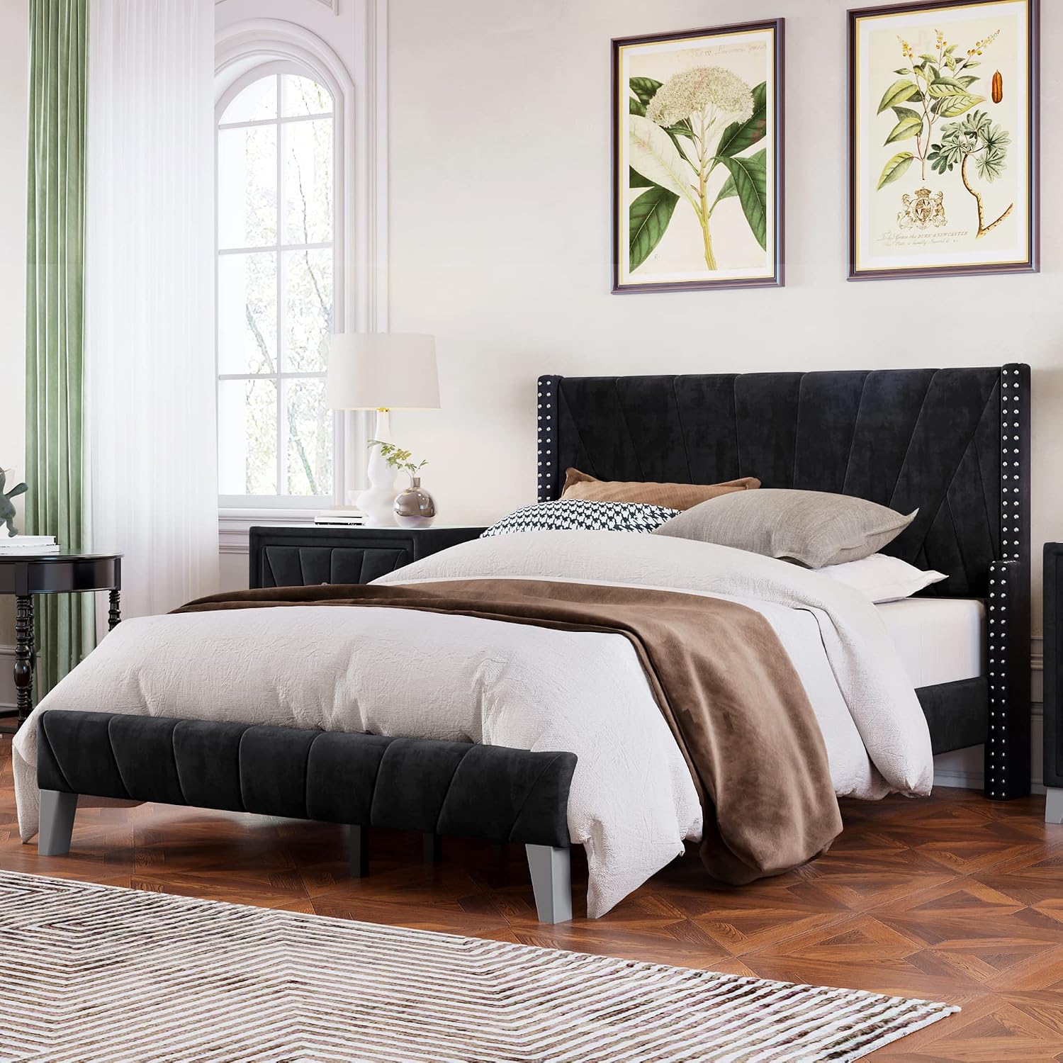 Amazon.com: Full Size Bed Frame, Modern Upholstered Platform Bed with ...