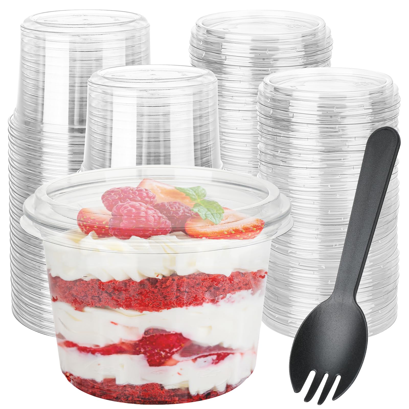 Amazon.com: Xuelimei 16oz Plastic Dessert Cups with Flat Lids (No Hole ...