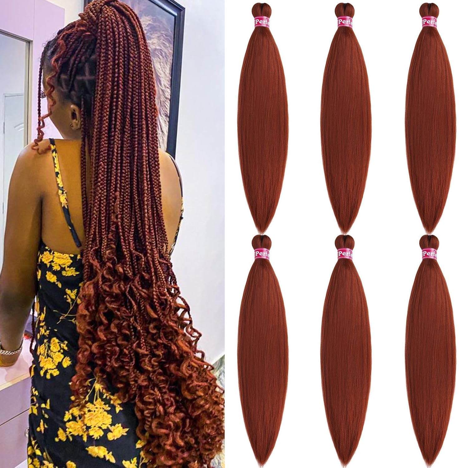 Amazon.com : UPerfe Ginger 350 Braiding Hair Pre Stretched Knotless ...