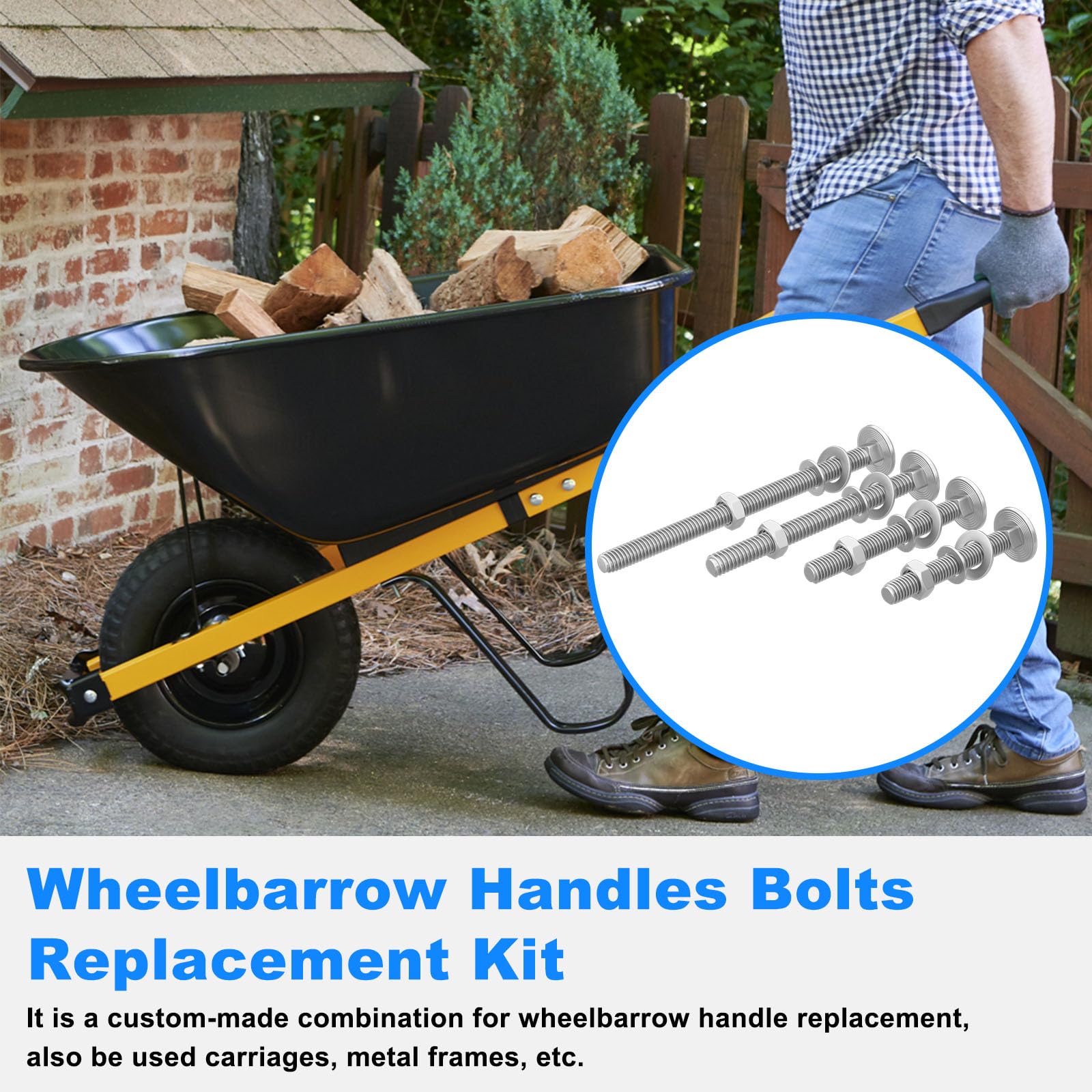 Snapklik.com : Wheelbarrow Handles Bolts Kit Replacement Wheelbarrow ...