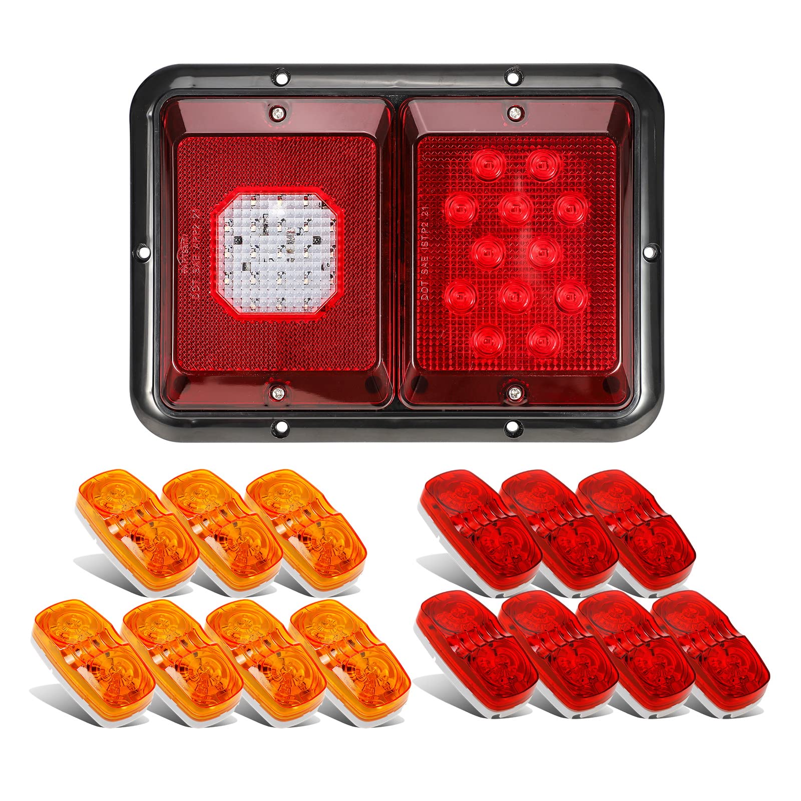 Amazon.com: Partsam 2Pcs Double Led Trailer Tail Lights + 14Pcs Double ...