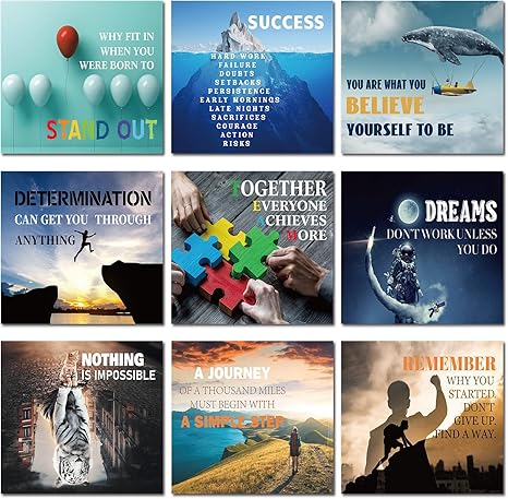 Amazon.com : Kigeli 9 Set Motivational Classroom Posters 8 x 10 inch ...