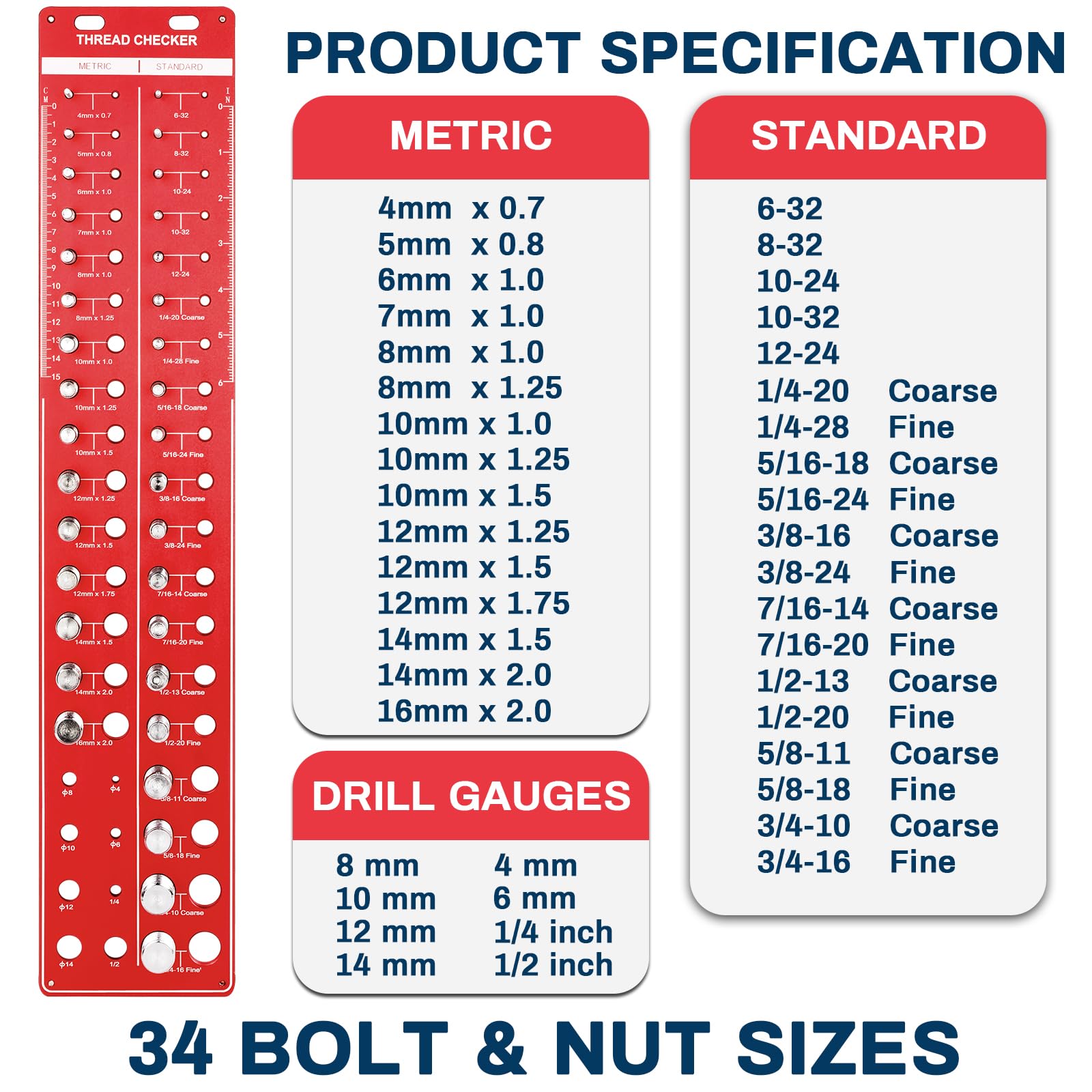 Snapklik.com : 34 Thread Checker Nut And Bolt Thread Checker Standard ...