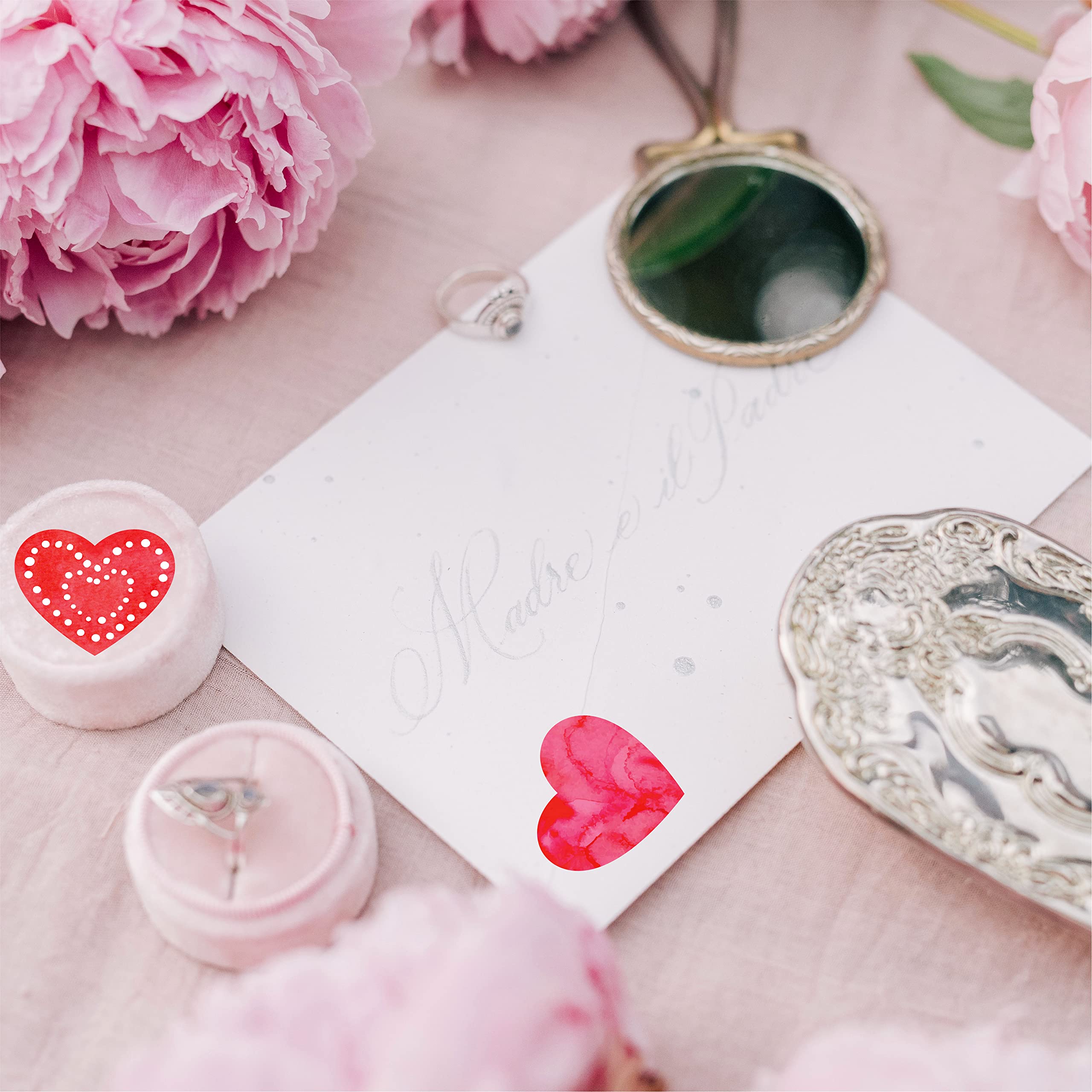 Snapklik.com : 1200 PCS Red Heart-Shaped Sticker, 12 Designs Self ...