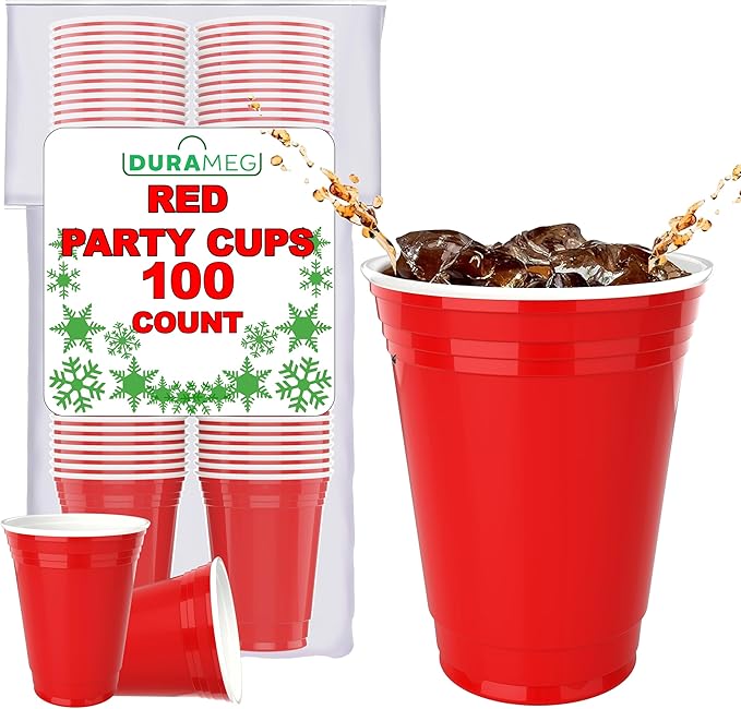 Amazon.com: Red Disposable Plastic Cups [100 Pack 16 oz.] Party & Fun ...