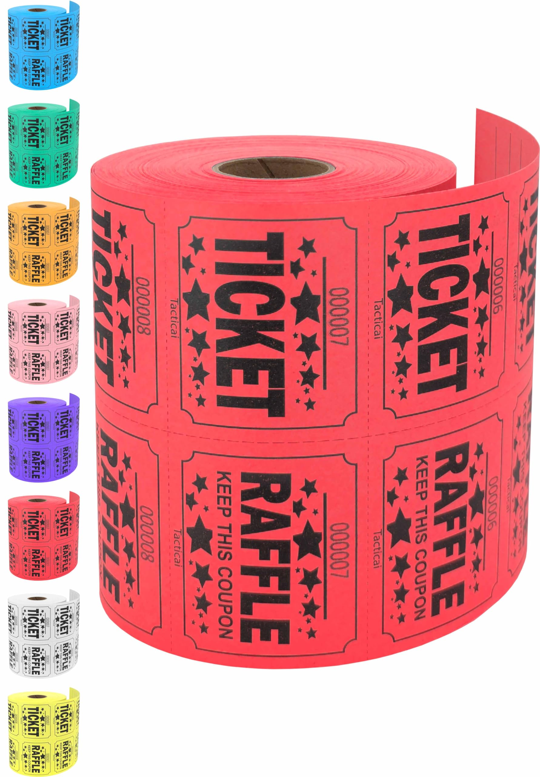 Amazon.com : Tacticai 500 Raffle Tickets, Red (8 Color Selection ...
