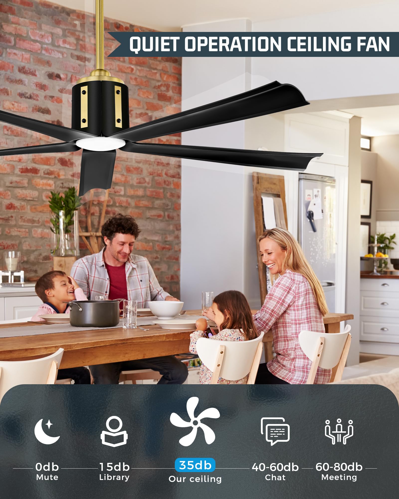 60 Inch Smart Ceiling Fan with Light, Ceiling Fans with Alexa Google ...