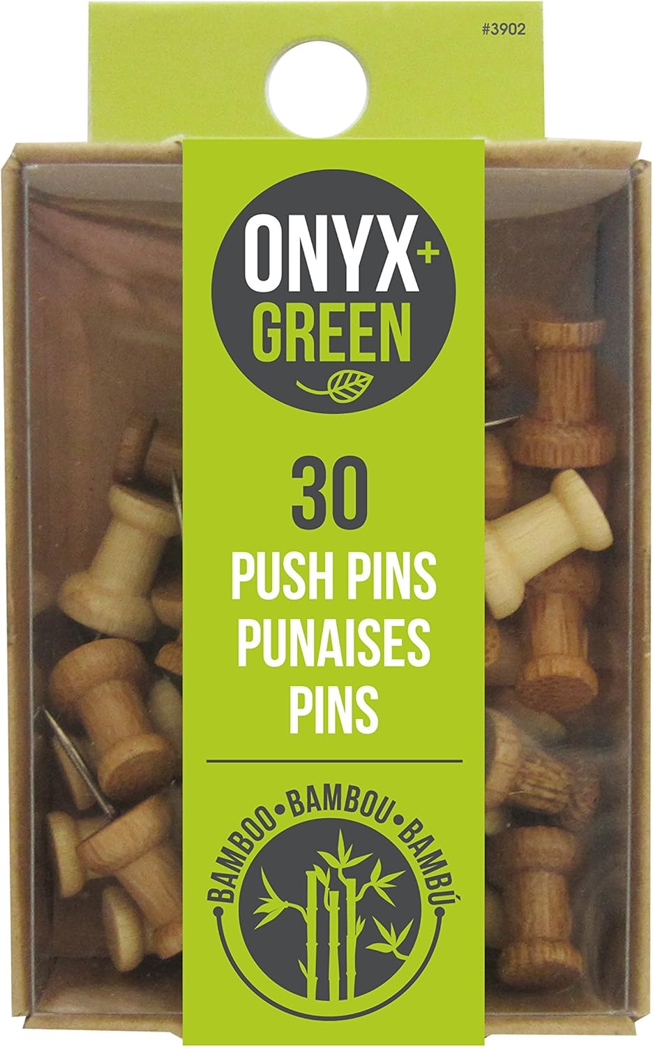 Amazon.com : Onyx and Green 3902 Bamboo Push Pins, 30 CT : Office Products