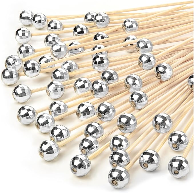Amazon.com | KFPPLXQ 300 Pcs Disco Ball Picks Cocktail Picks Silver ...