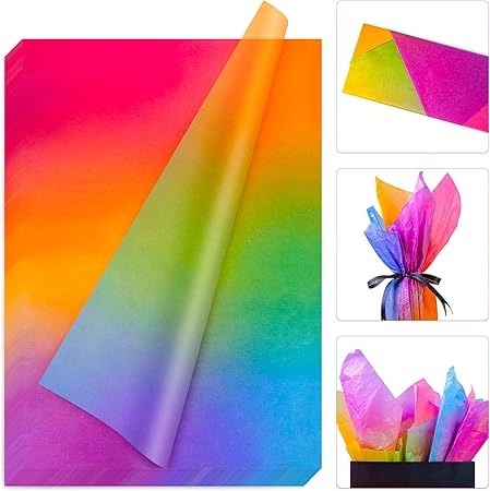 Amazon.com: MR FIVE 40 Sheets Red Purple Green Blue Gradient Tissue ...
