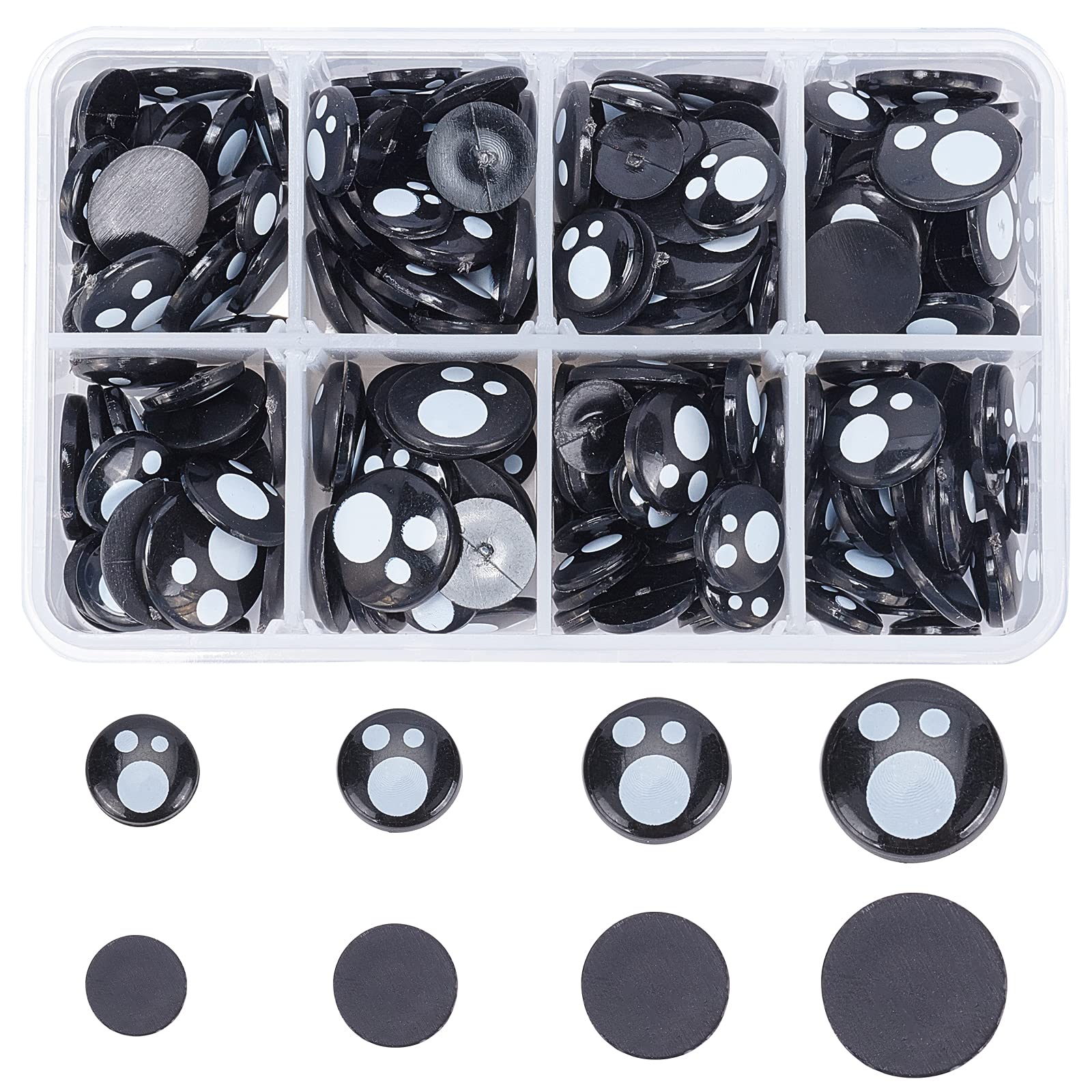 Buy PH PandaHall 230pcs 4 Sizes Round Black Doll Eyes Flat Back Safety ...