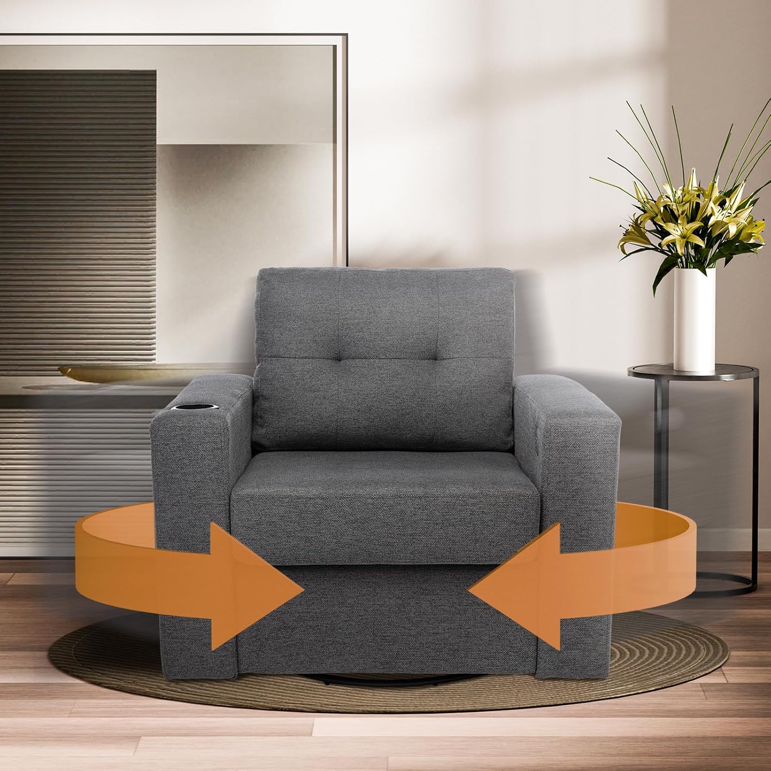 Amazon.com: Oversized Swivel Accent Arm Chair, 90 Degree Swivel Single ...