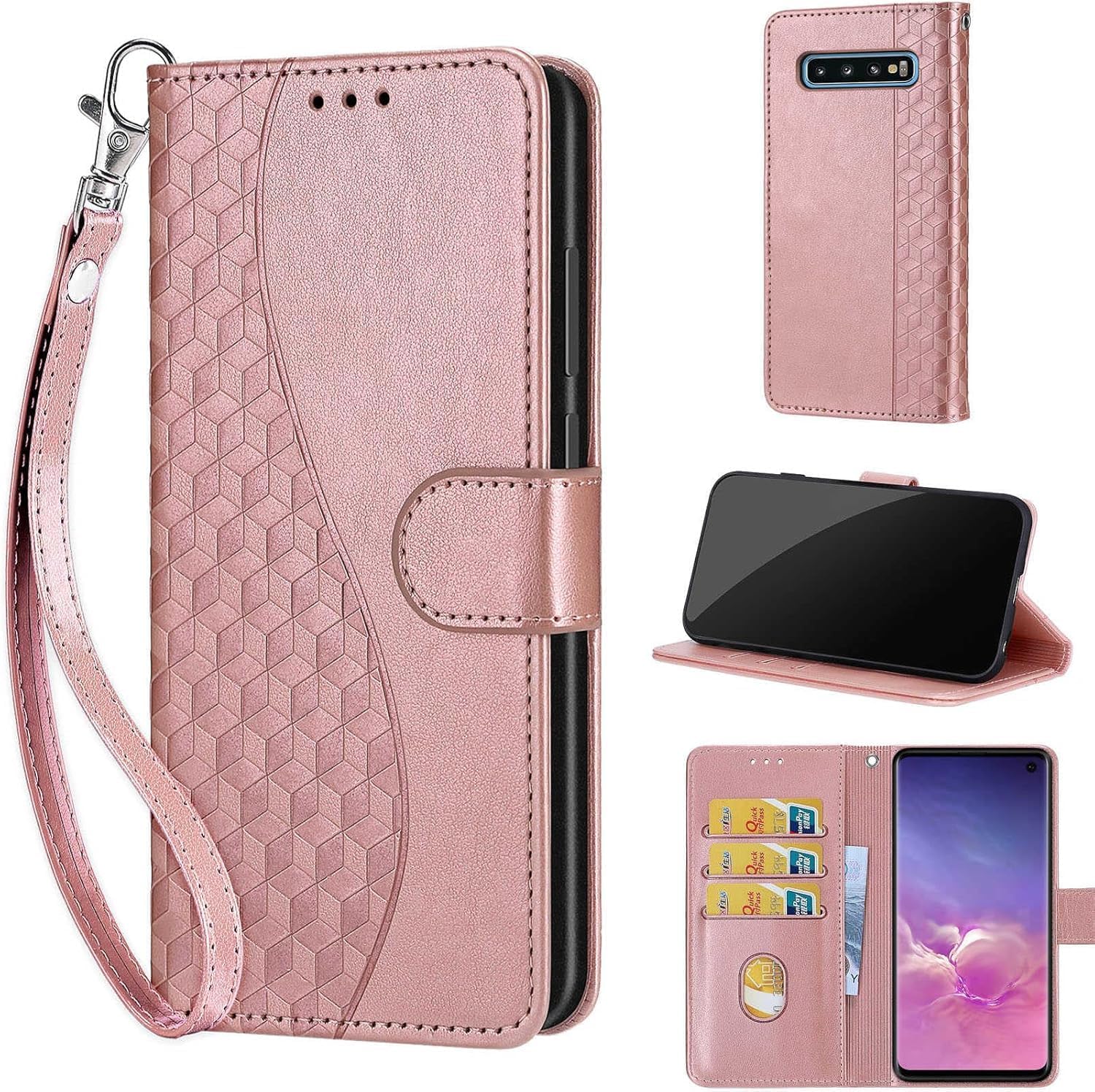 Amazon.com: Designed for Samsung Galaxy S10 Case Wallet,Women Flip Folio Cover with Embossed PU ...