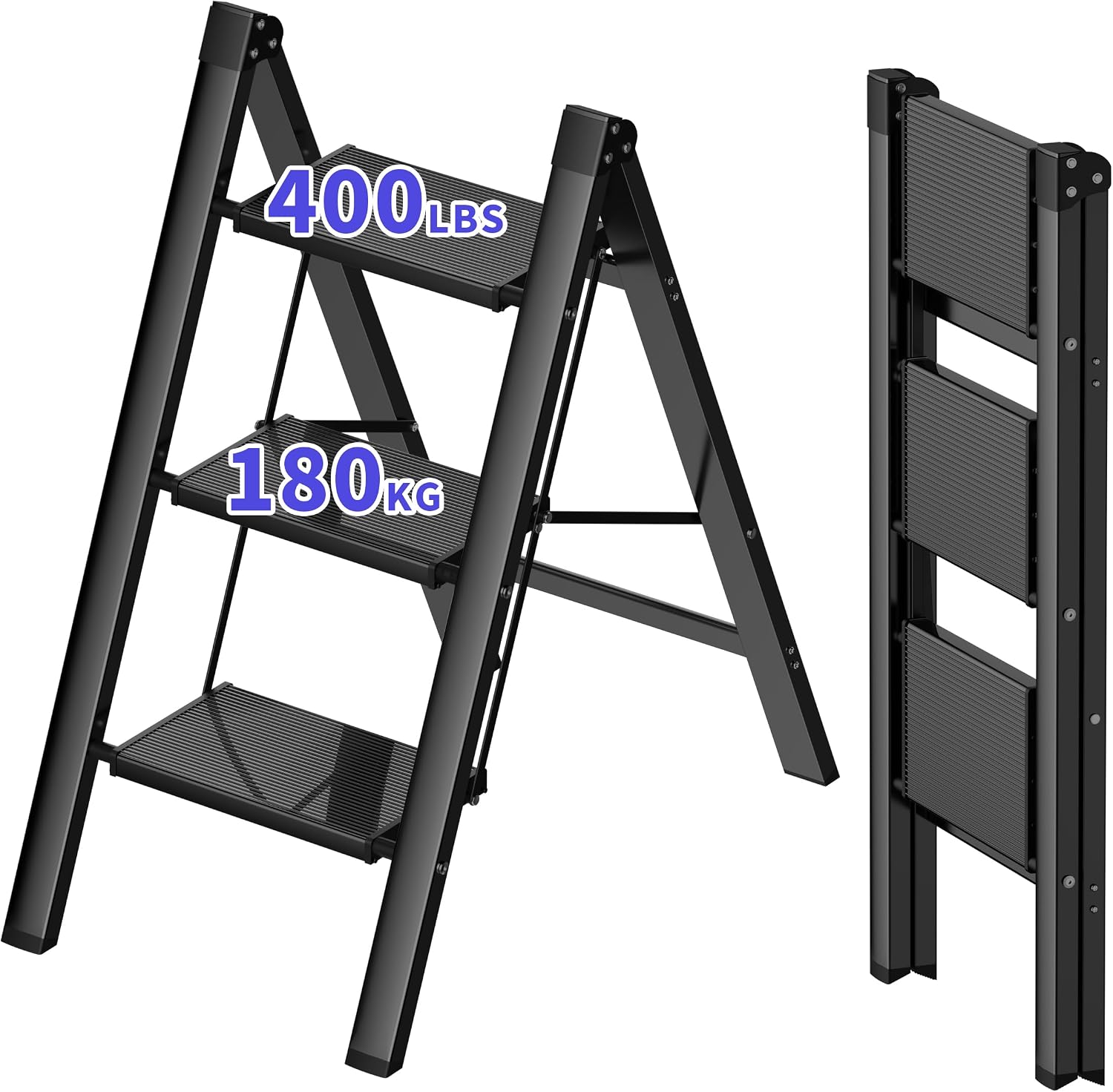 JOISCOPE 3 Step Aluminum Ladder,Lightweight Folding Step Stools for ...