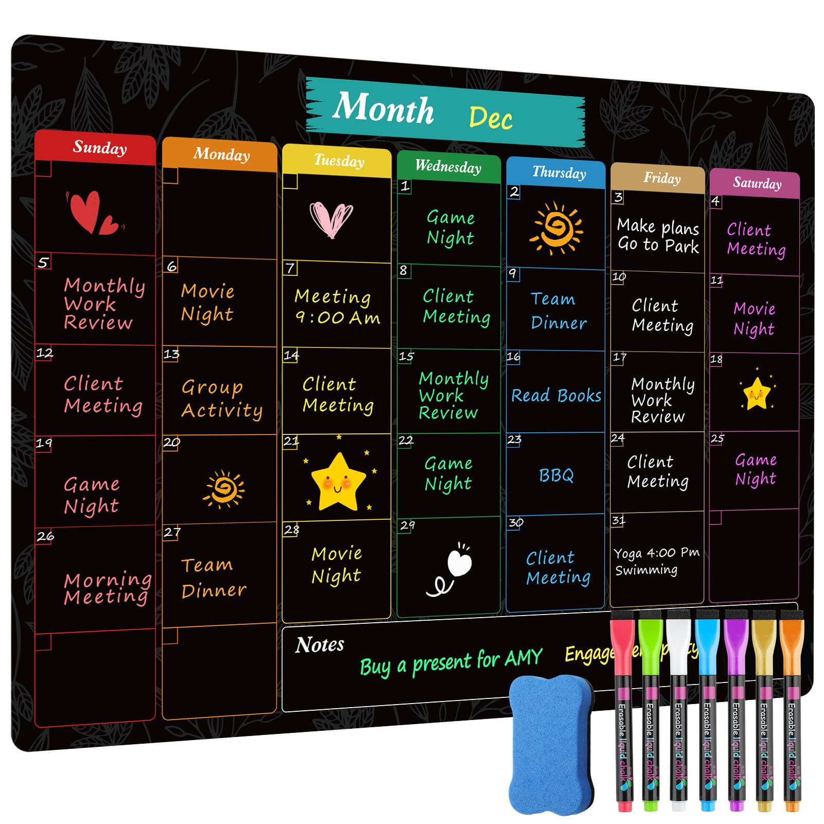 Snapklik.com : MaxGear Monthly Black Magnetic Calendar For Refrigerator ...