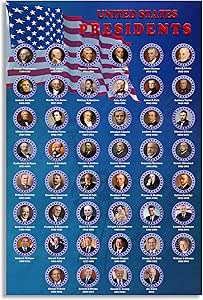 Amazon.com: HLLNWB USA Presidents Portrait Poster School Classroom Wall ...