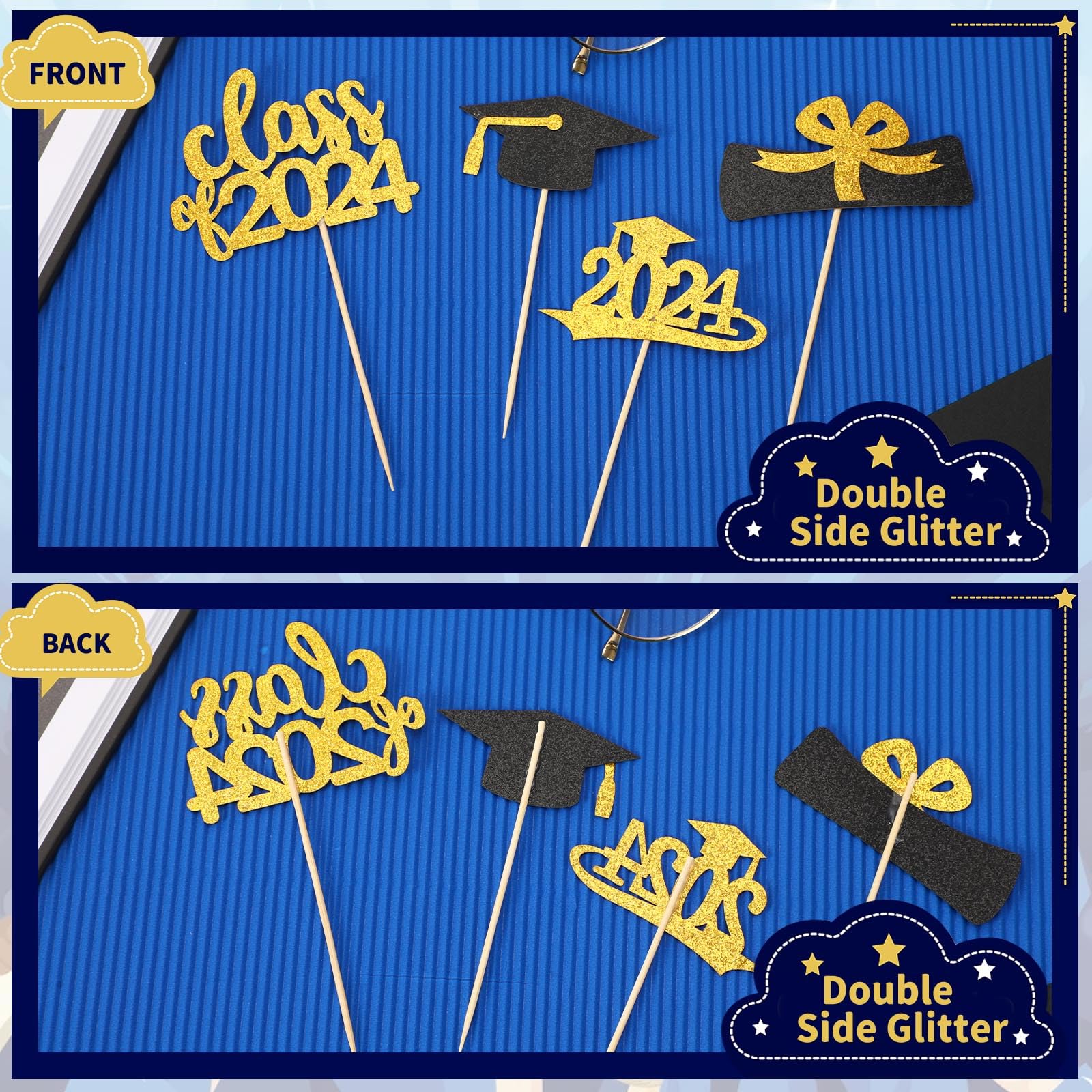 Snapklik.com : SANNIX 48Pcs Graduation Cupcake Toppers 2024, Glitter ...