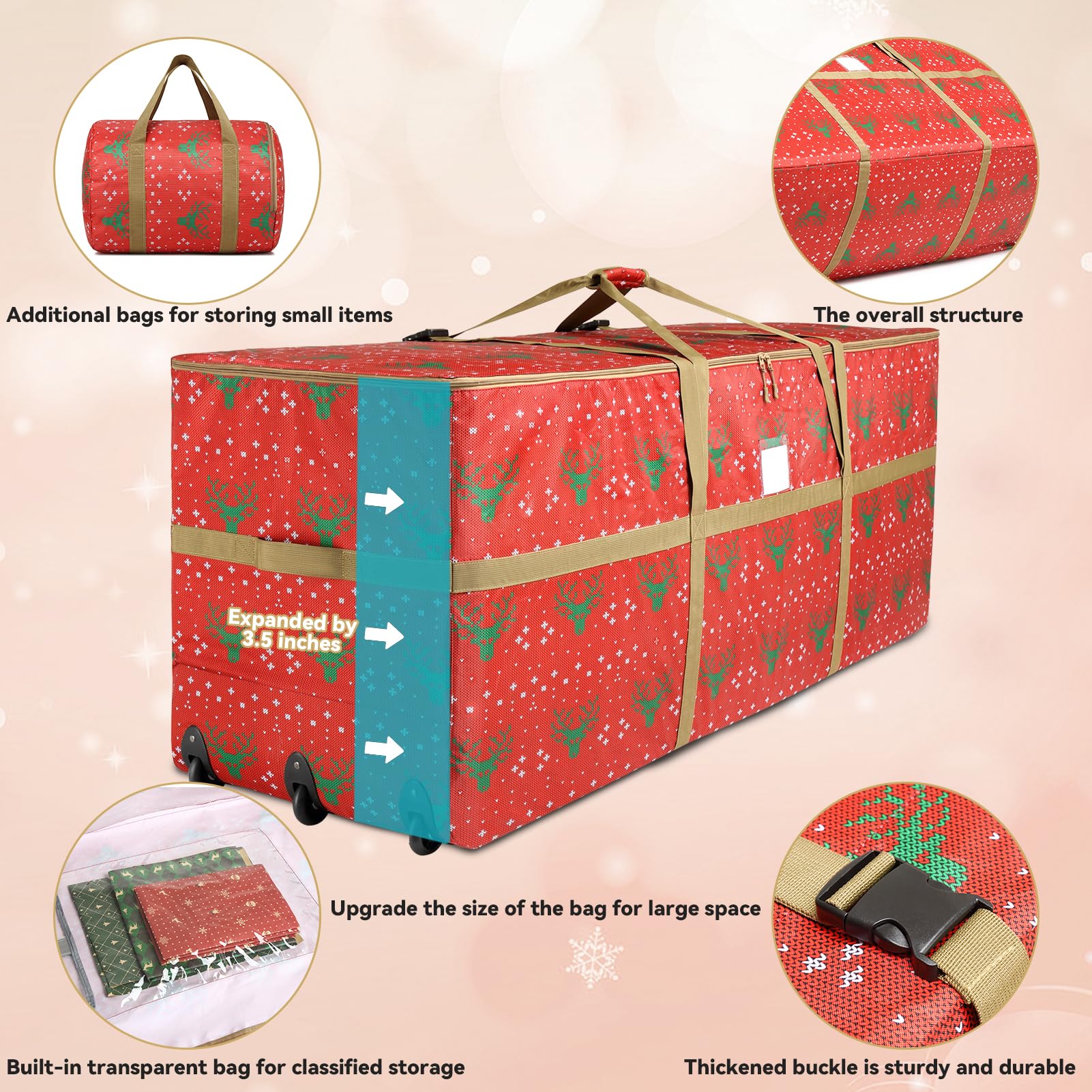 Rolling Christmas Tree Storage Bag,Large Rolling Fits Up to 9 Ft ...