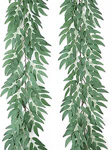 Amazon.com: mizii 2 Strands Artificial Vines Willows Garland 78" Fake Vine with Silk Green ...