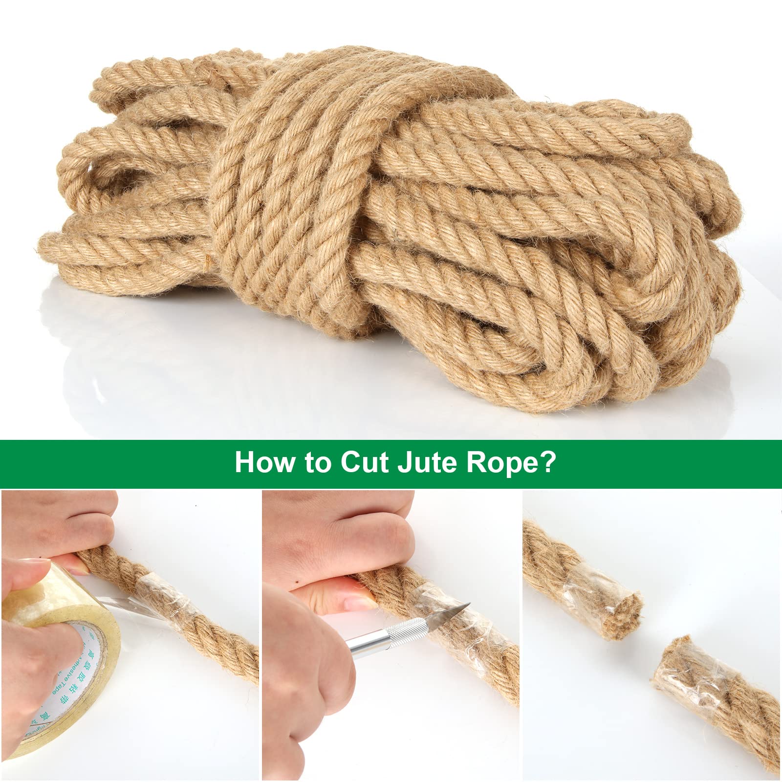 Snapklik.com : Manila Rope 3/4 Inch X 82 Feet, Twisted 4 Strand Jute ...