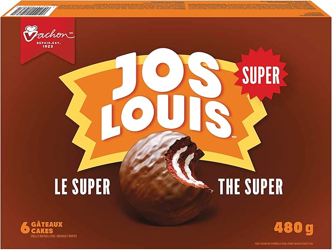 Vachon The Super Jos Louis Cakes with Layers of Sponge Cake, Creamy ...