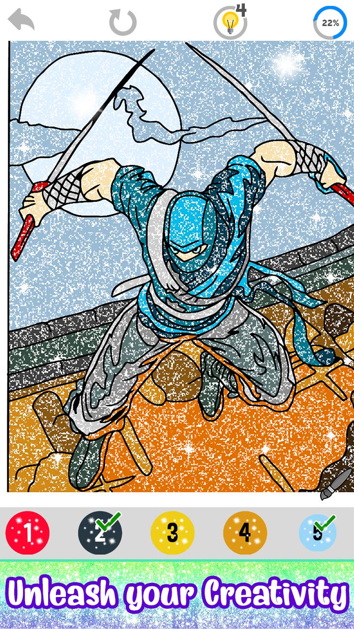 Ninja Color by Number - Adult Paint + Glitter + Crayon + Oil Paint ...