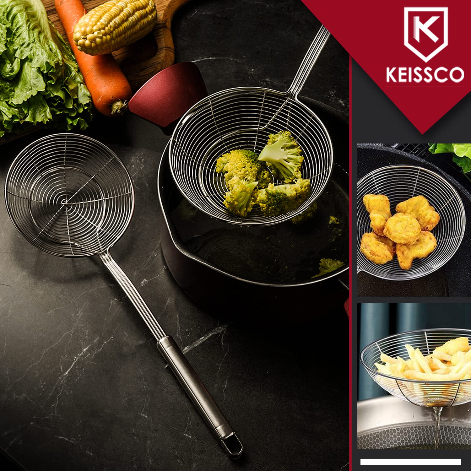 Snapklik.com : KEISSCO Stainless Steel Spider Strainer Skimmer Spoon ...