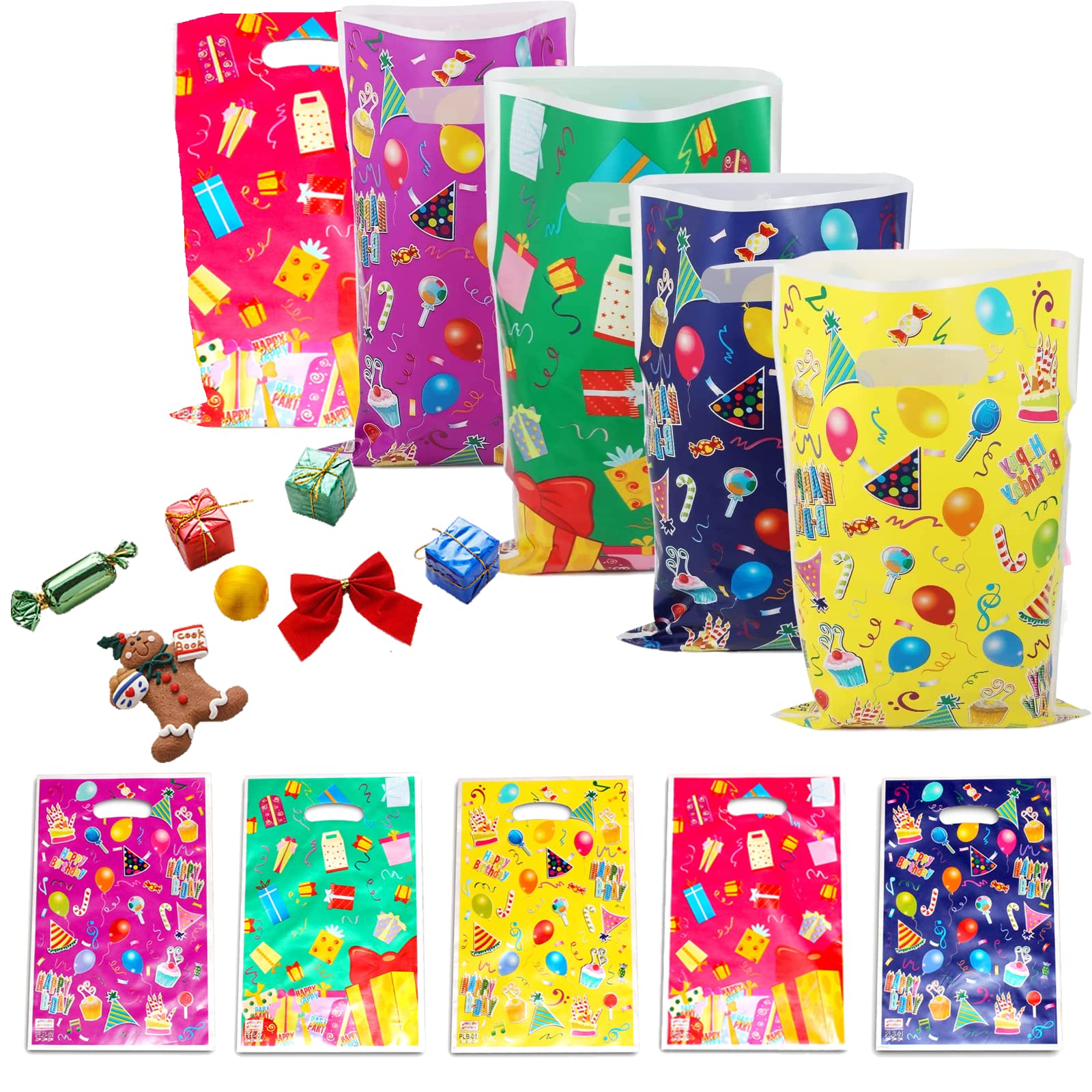 50 PCS Plastic Party Bags for Kids Party, 9.8"*6.3”Plastic Kids Party ...