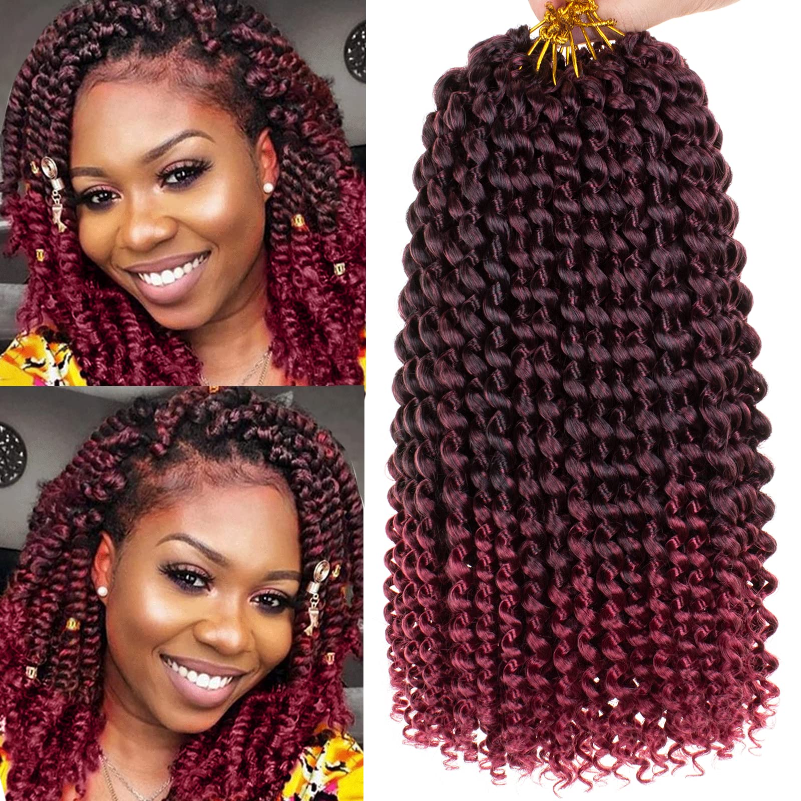 Snapklik.com : 12 Inch Ombre Burgundy Water Wave Crochet Hair For ...