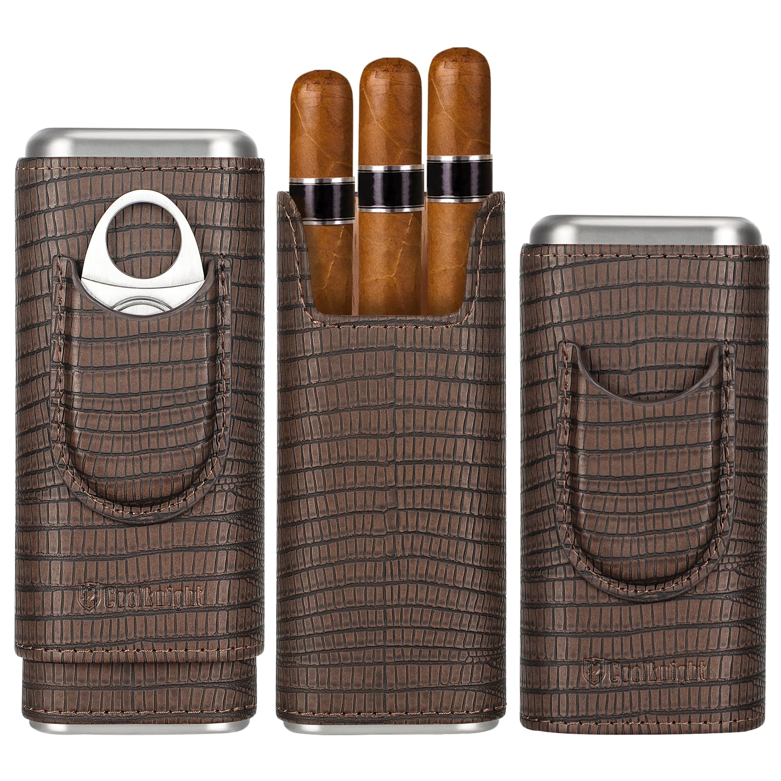 Snapklik.com : COOL KNIGHT Leather Cigar Case - Cedar Wood Lining ...