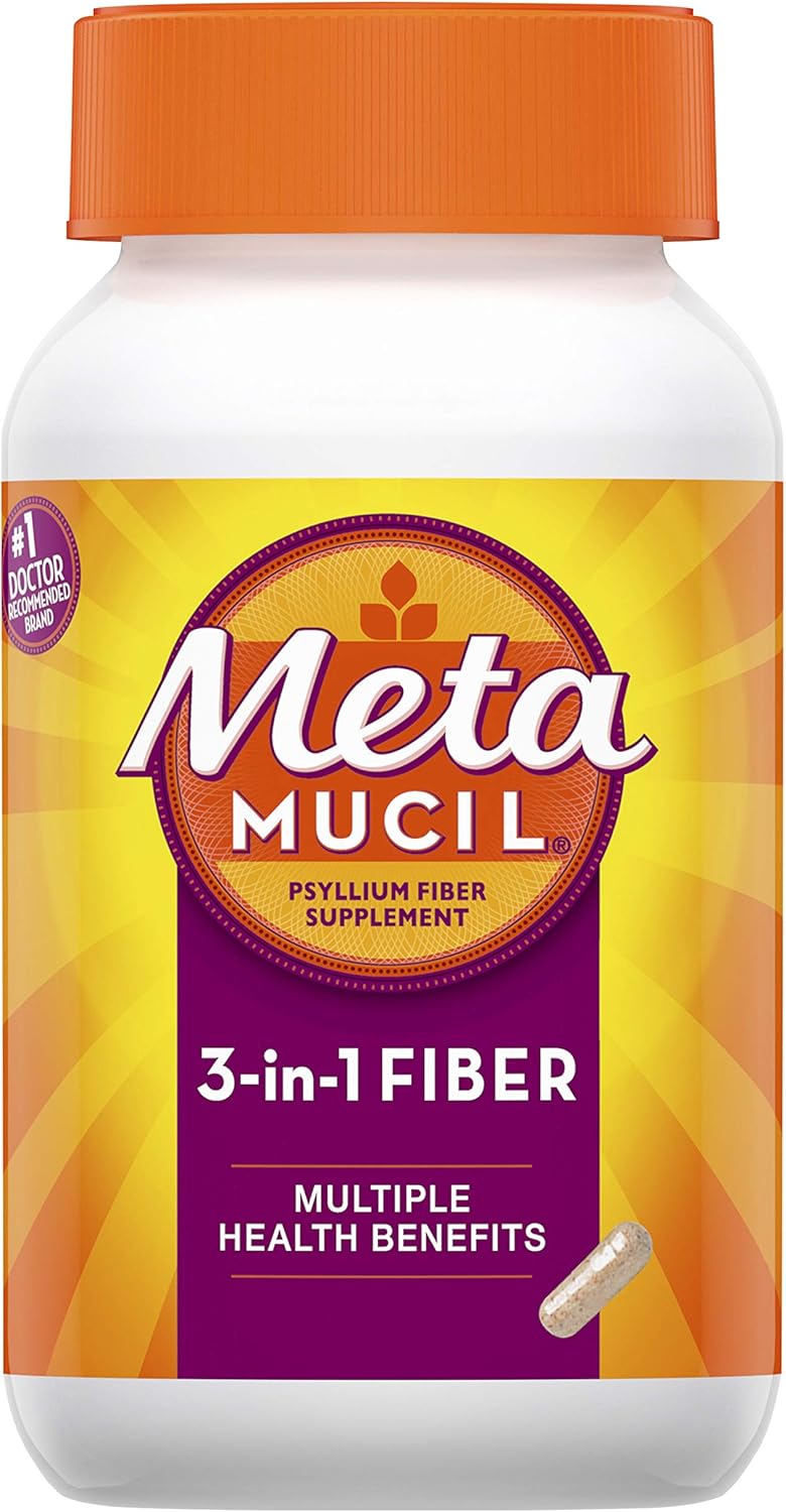 Metamucil Daily Fiber Supplement, Psyllium Husk Capsules, 160 Capsules ...