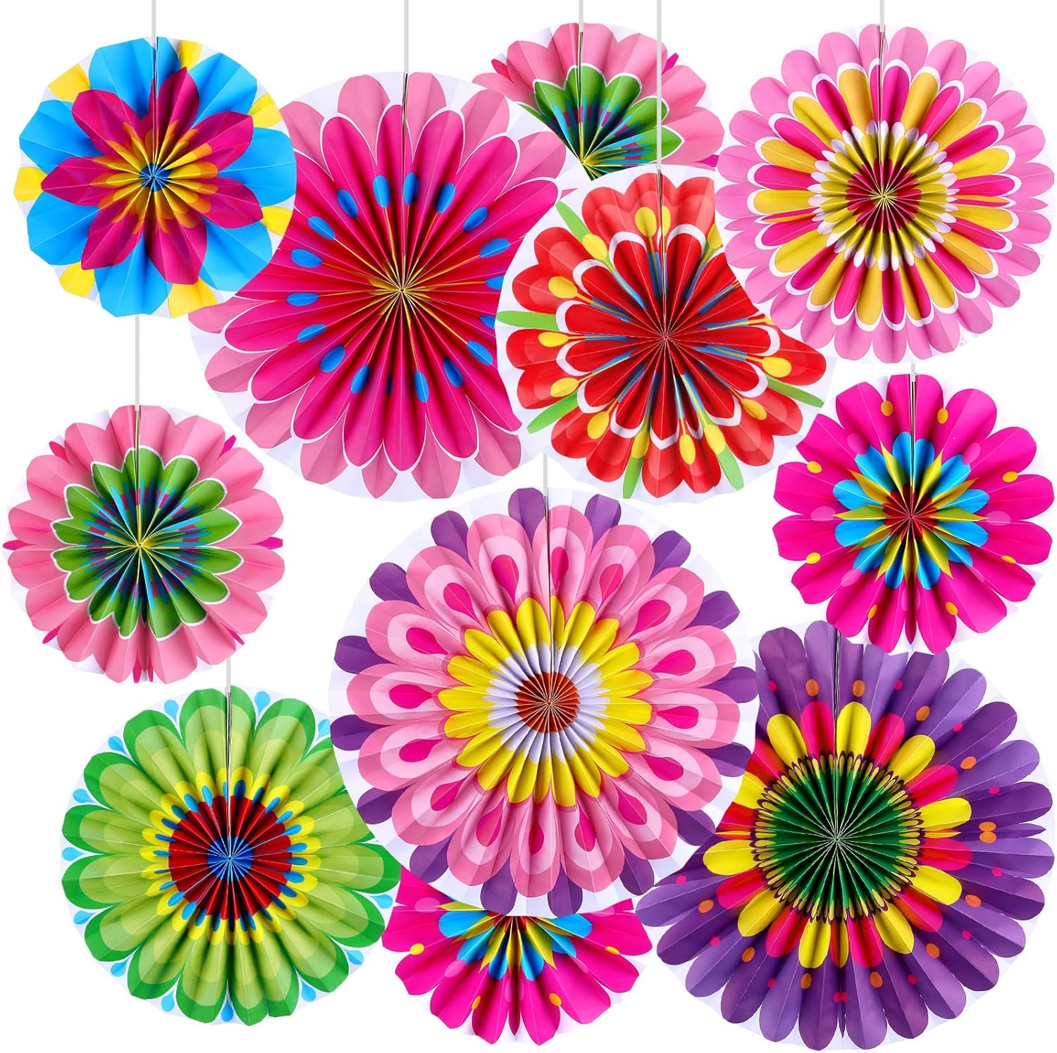 Amazon.com: Motipuns 18 Pcs Paper Fans Party Decorations Spring Summer ...