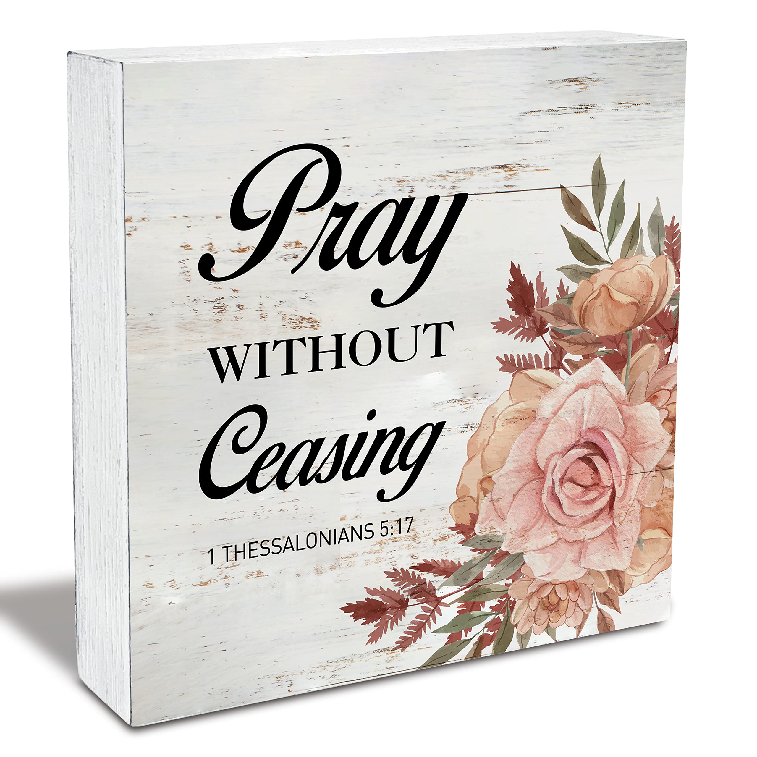Amazon.com: Bible Verse Pray Without Ceasing Wood Box Sign Rustic ...