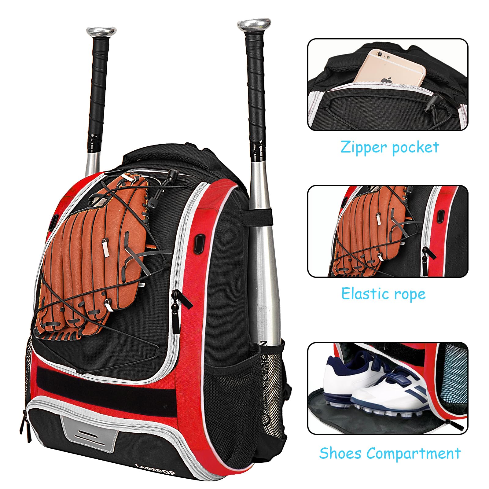 Snapklik.com : LARIPOP Youth Baseball Bag - Bat Backpack For Softball ...