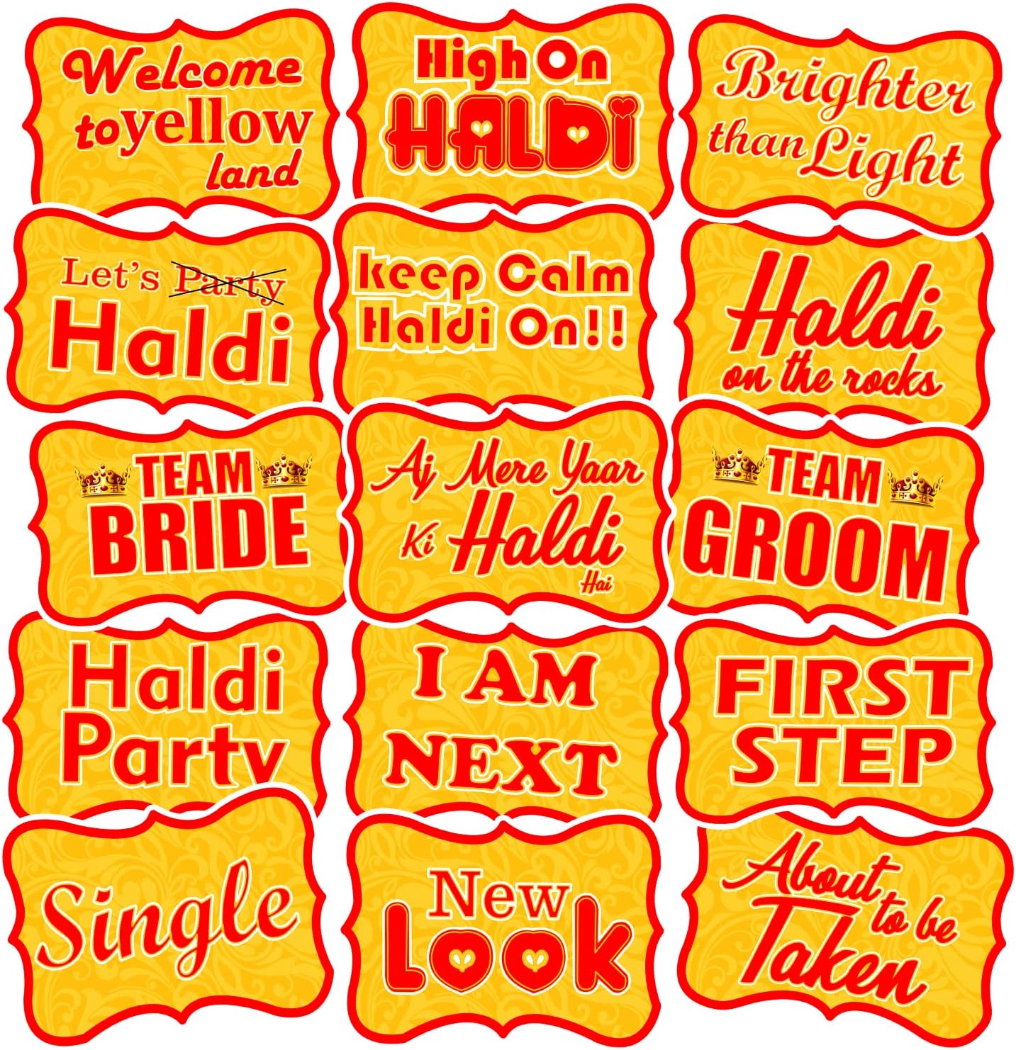 Party Propz Haldi Props For Decoration - 15 Pcs Haldi Decoration Items ...