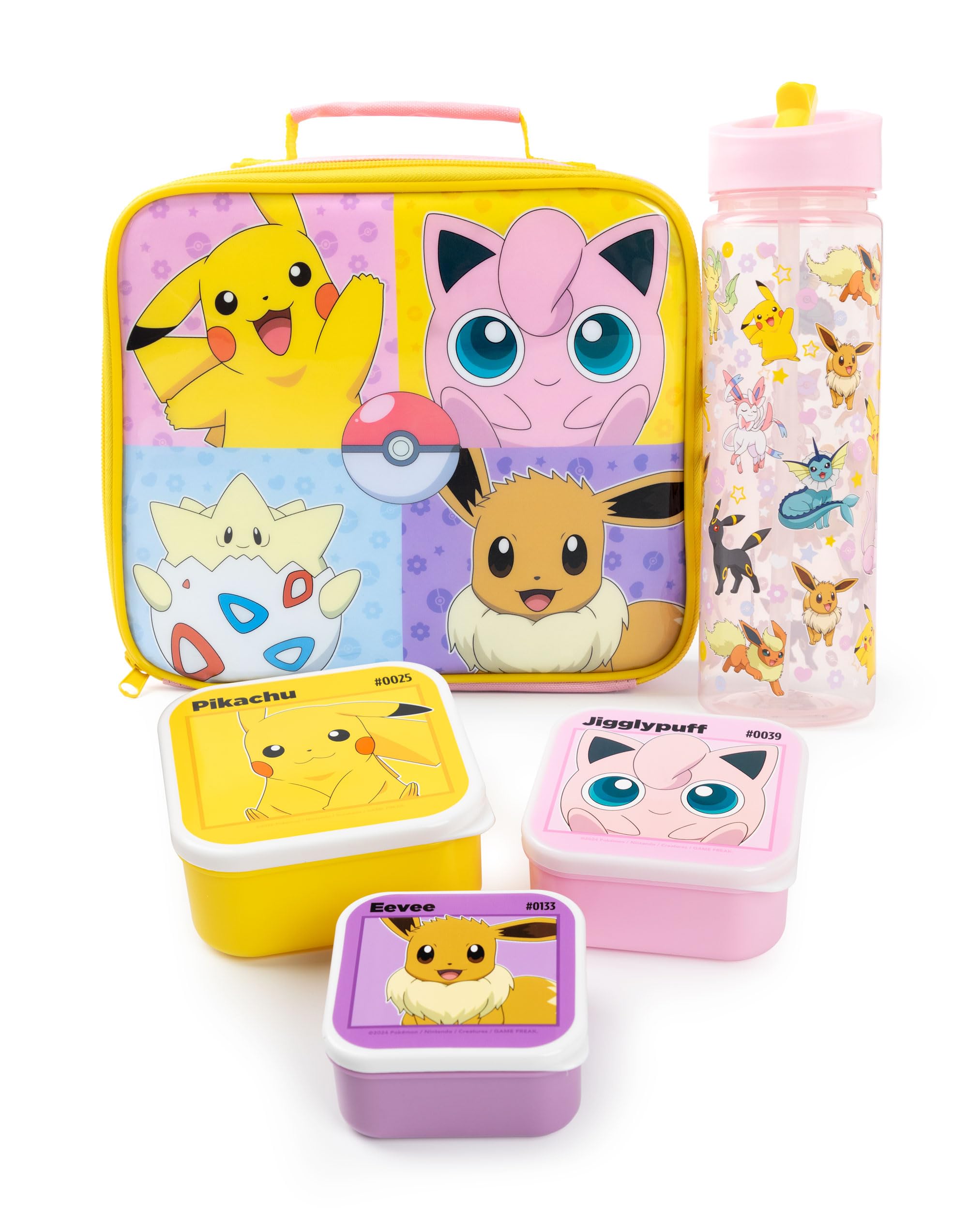 Pokemon Girls Lunch Bag Set | Kids 5 Piece Zip Dinner Bag, Water Bottle ...