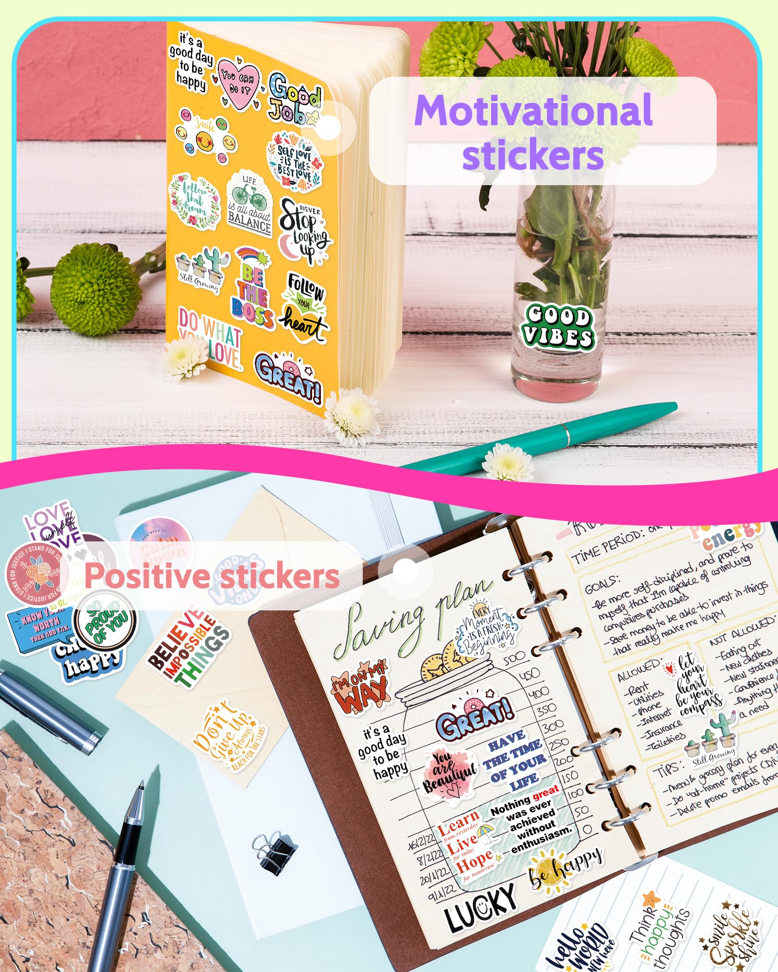 Snapklik.com : Benresive 300 Pcs Inspirational Stickers