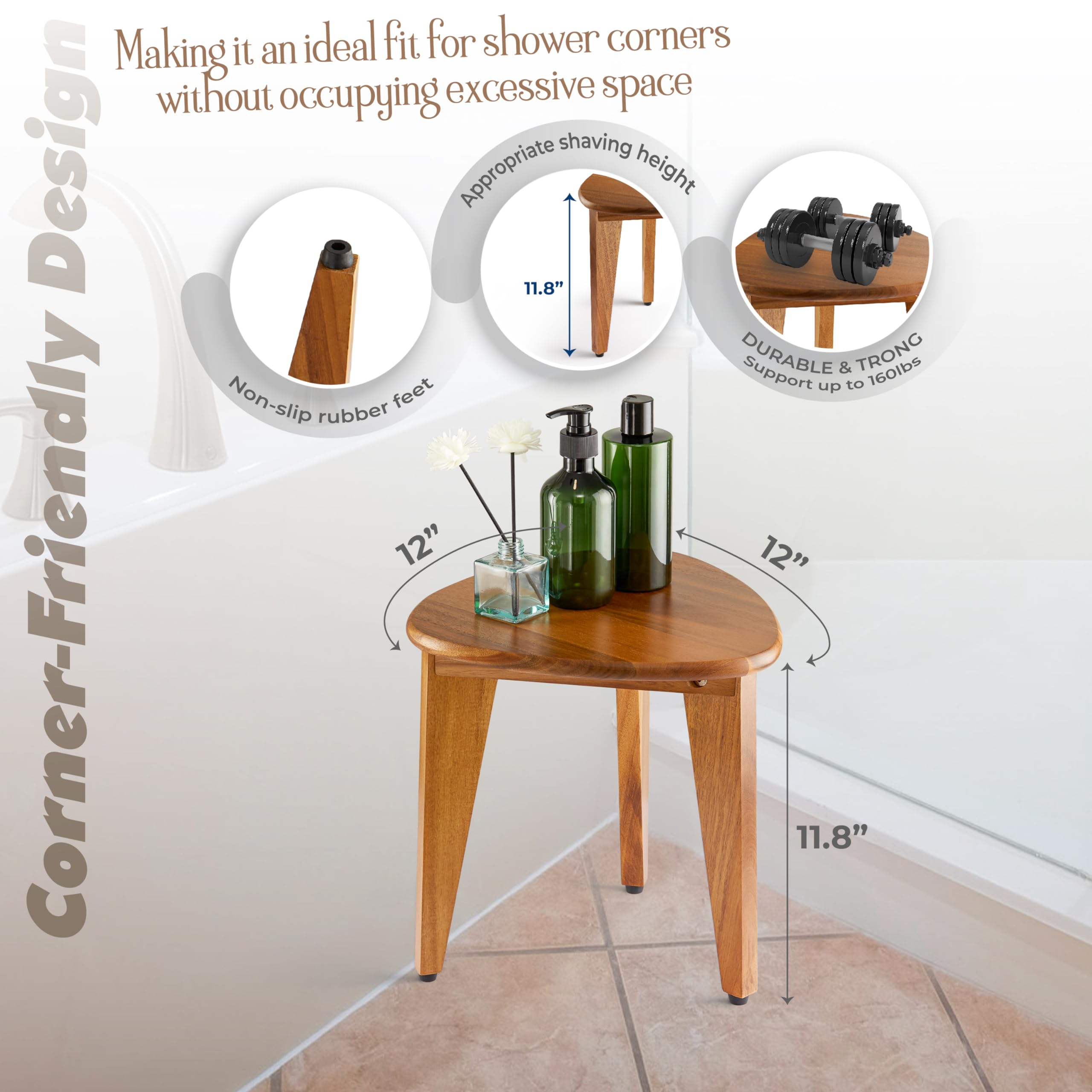 Snapklik.com : BLUEWEST Shower Foot Stool For Shaving Legs, Acacia Wood ...