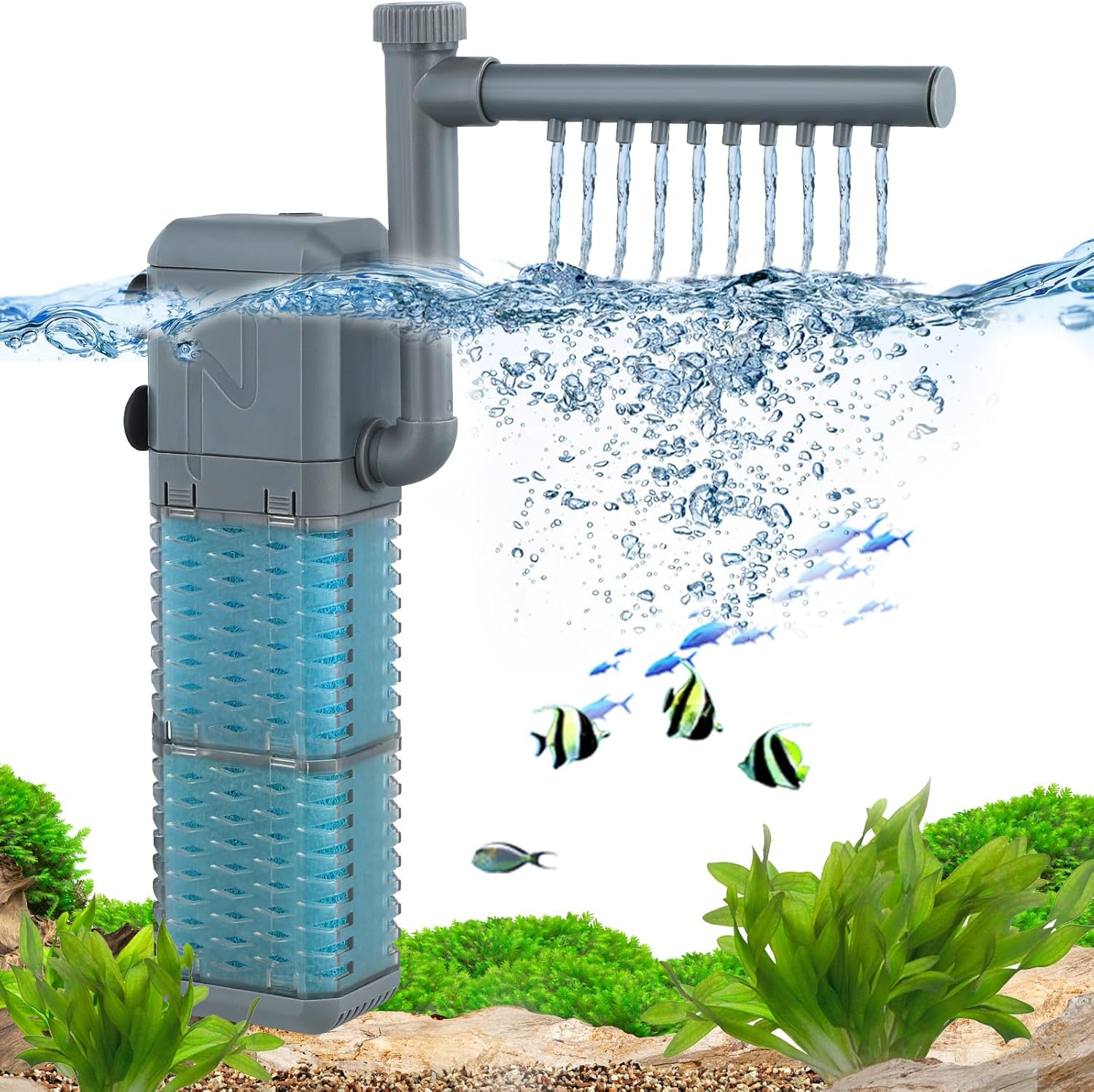 QCXWCJWD Adjustable Fish Tank Filter 9W, 4 in 1 Internal Aquarium ...