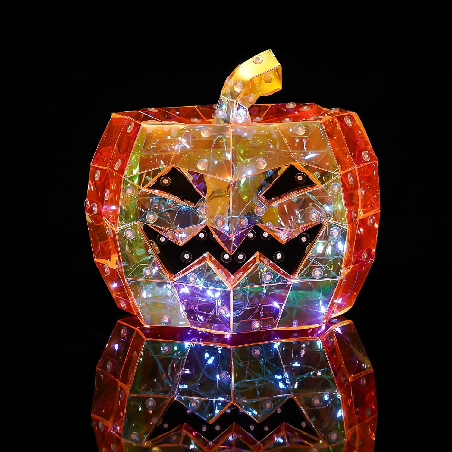 ZpigToor Prismatic Iridescent Pumpkin,7.87",8 LED Light Modes,Orange,USB Plug-in,for Desktop ...