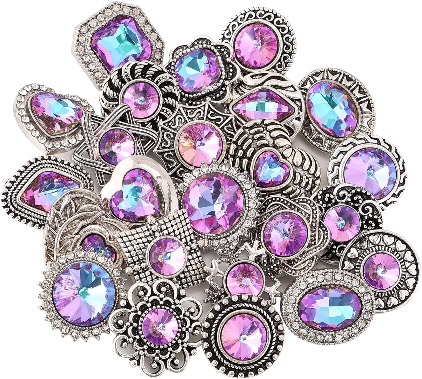 Amazon.com: DELORIGIN 4pcs 12mm Snap Buttons Rings Jewelry Adjustable ...