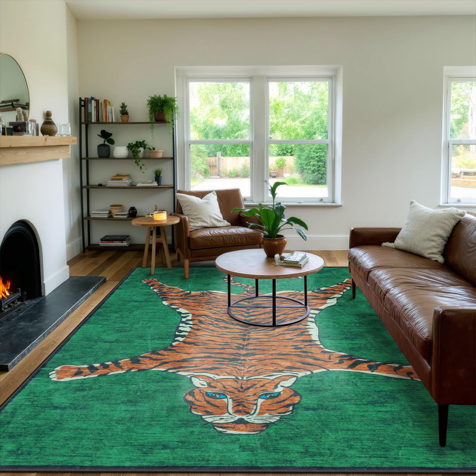 Amazon.com: Seavish Tiger Rug 8x10 Rugs for Living Room Washable Green ...