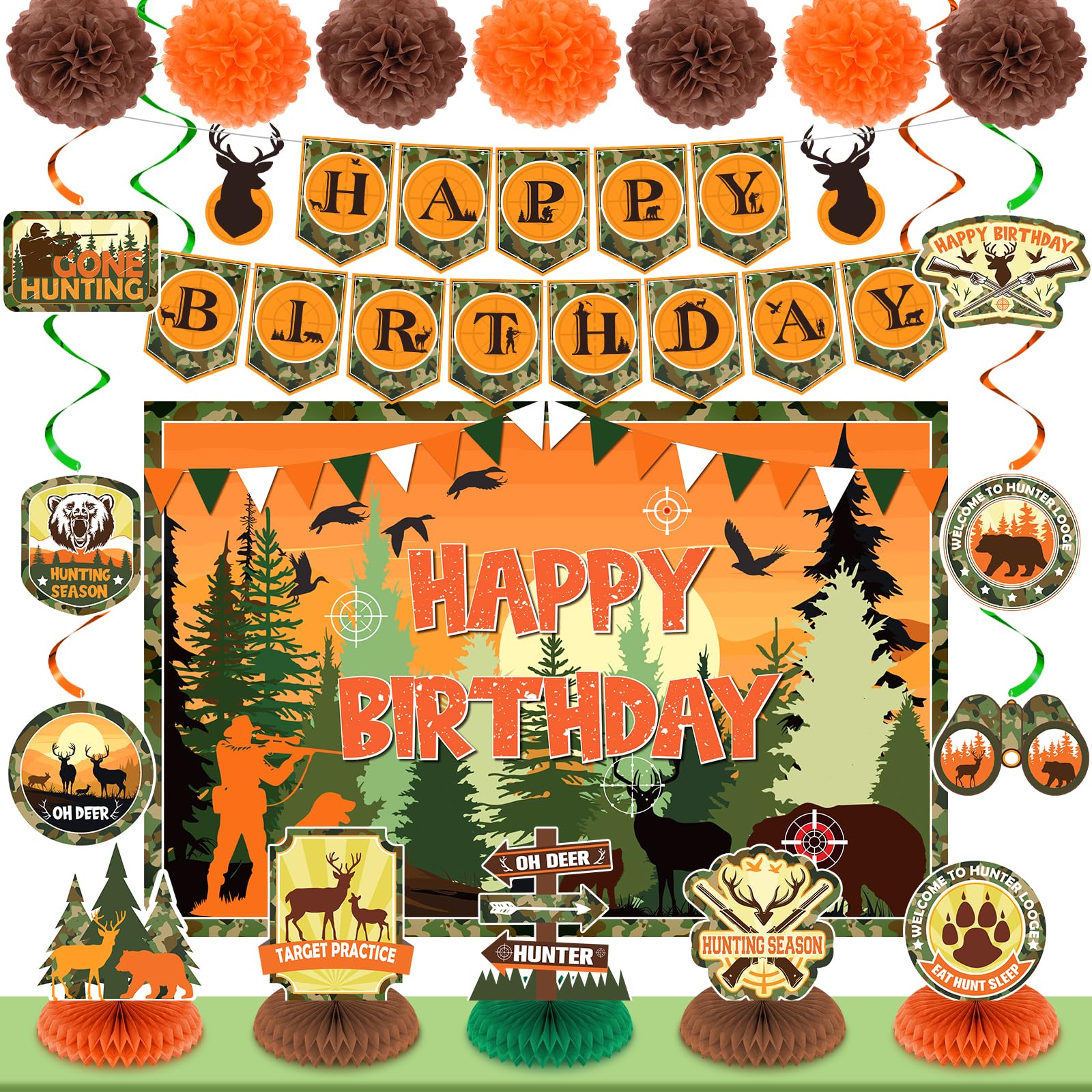 Amazon.com: Hunting Birthday Party Decorations Camo Deer Birthday ...