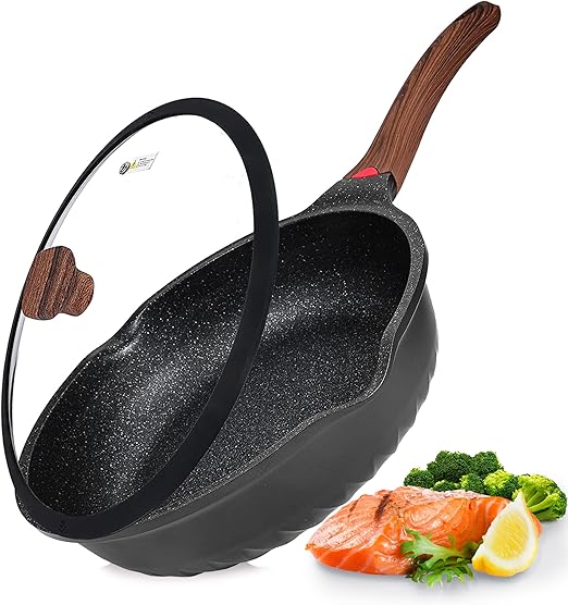 Amazon.com: Vinchef Nonstick Deep Frying Pan Saute Pan with Lid, 12in/5 ...