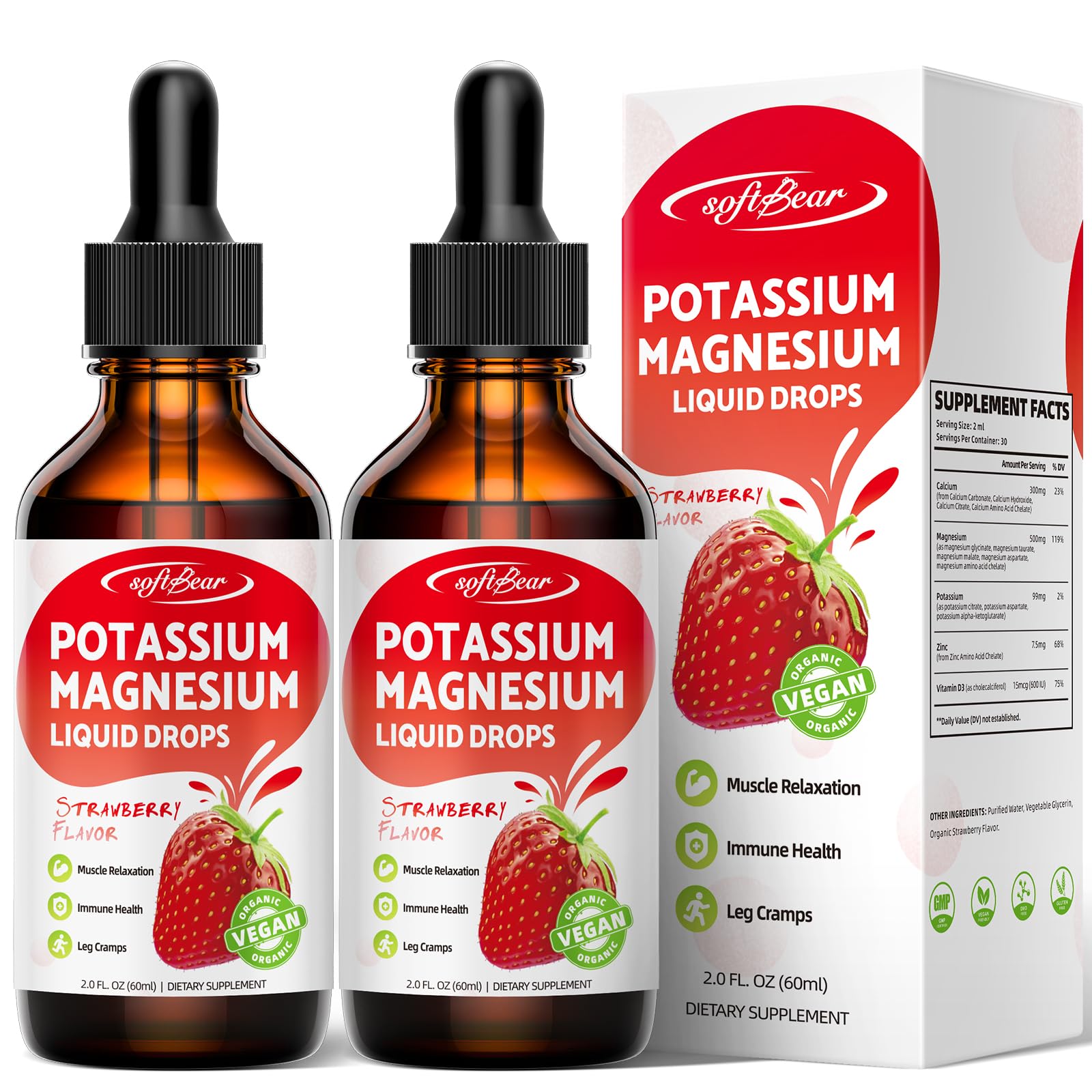 Amazon.com: softbear 2 Pack Calcium Potassium Magnesium Liquid Drops, High Absorption Calcium ...