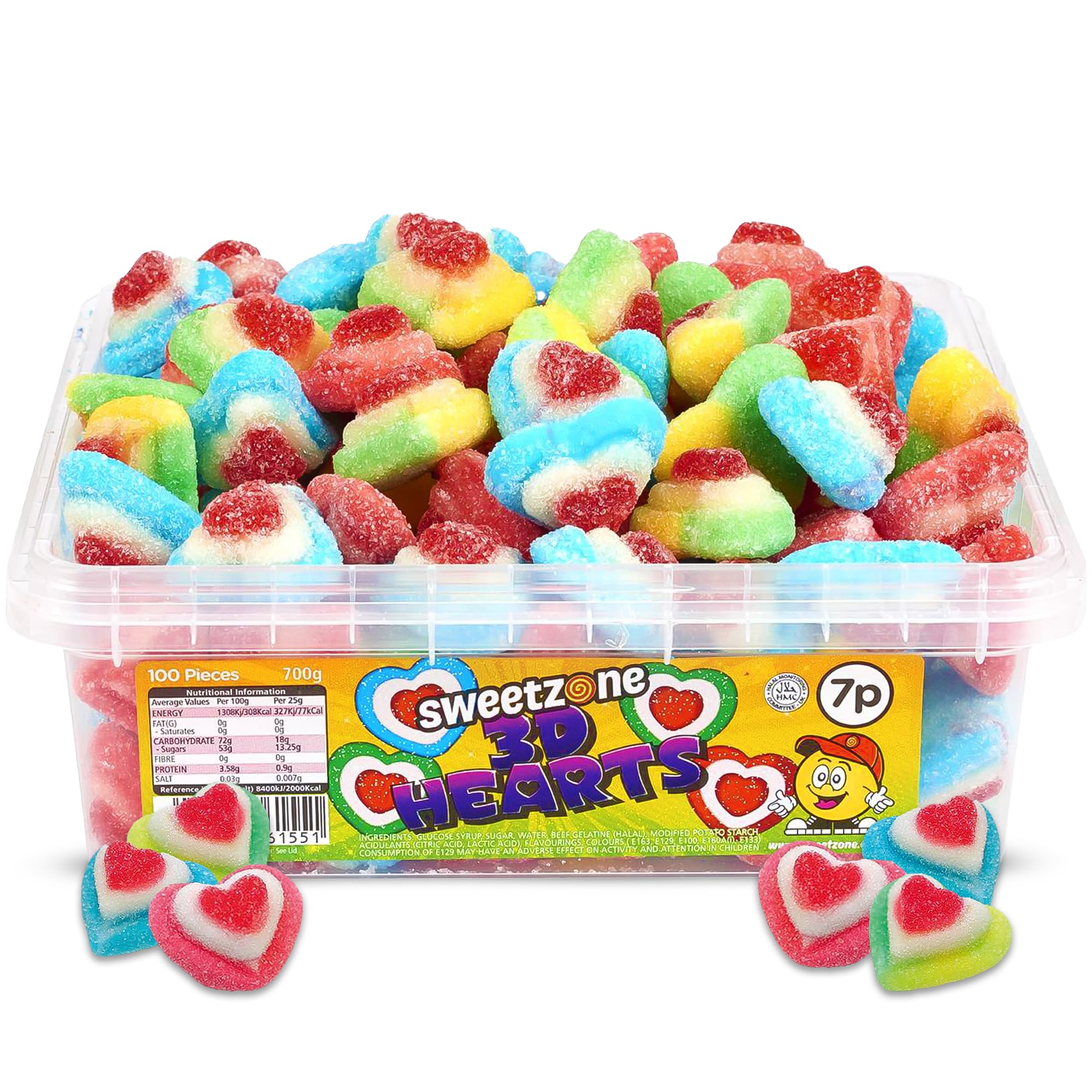 Sweetzone 3D Hearts Tub 700g Retro Sweets, Pick and Mix Sweets, Mixed ...