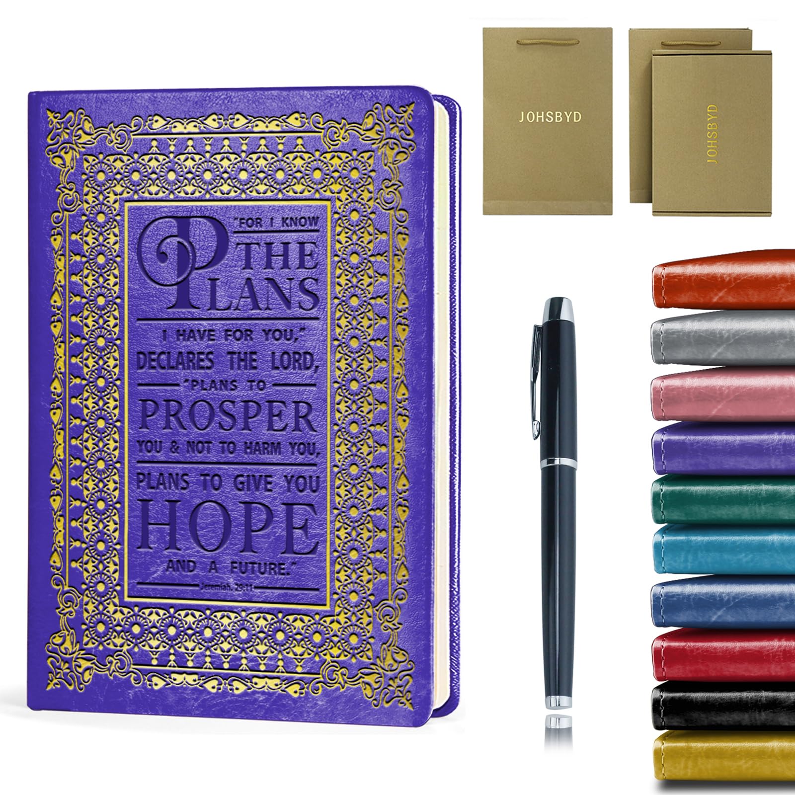 Amazon.com : Purple A5 Christian Gifts Lined Leather Journal Notebook ...