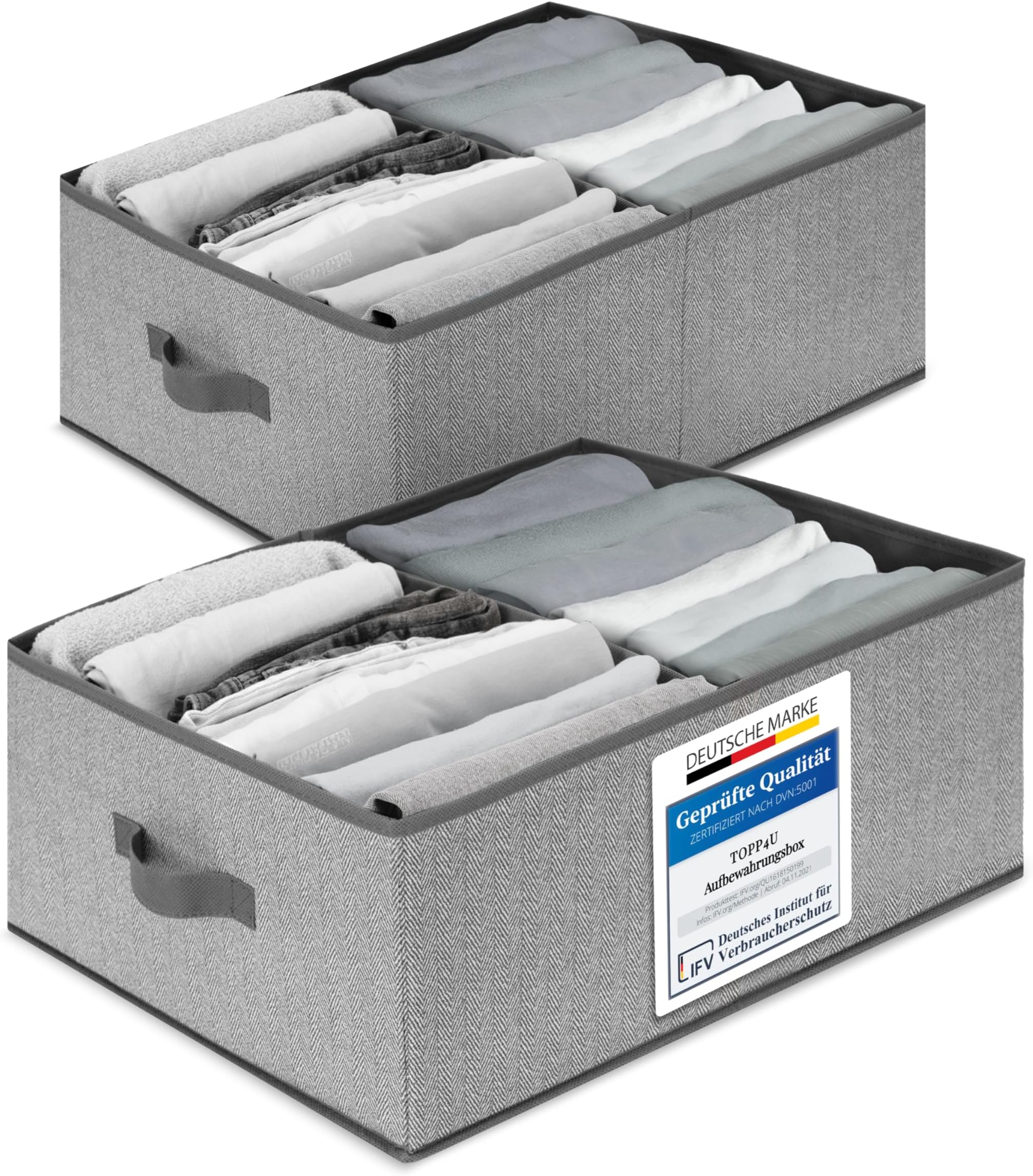 TOPP4u Large Storage Boxes, 50 x 40 x 20 cm, Set of 2, Large Storage ...