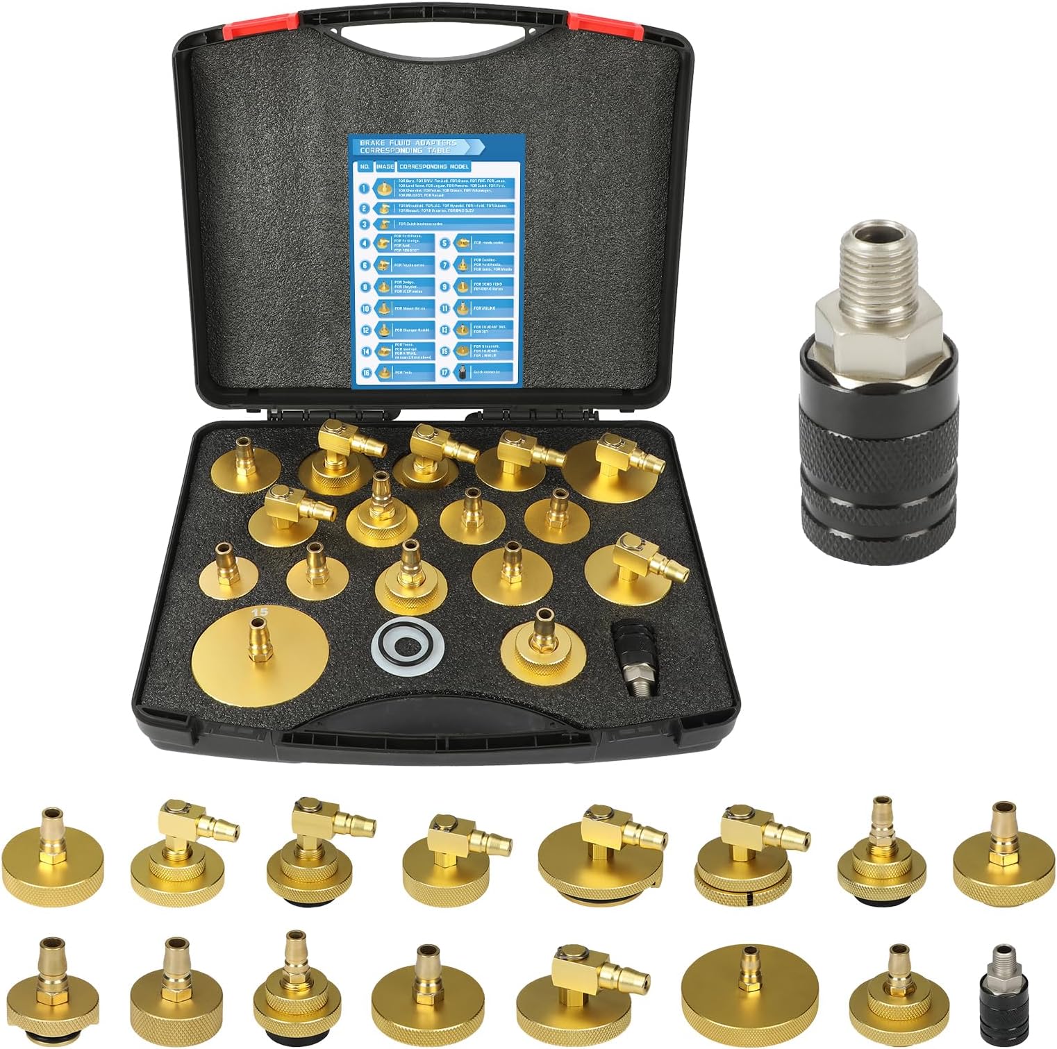 Amazon.com: 17 PCS Brake Bleeder Adapter Set with Quick Connector Brake ...